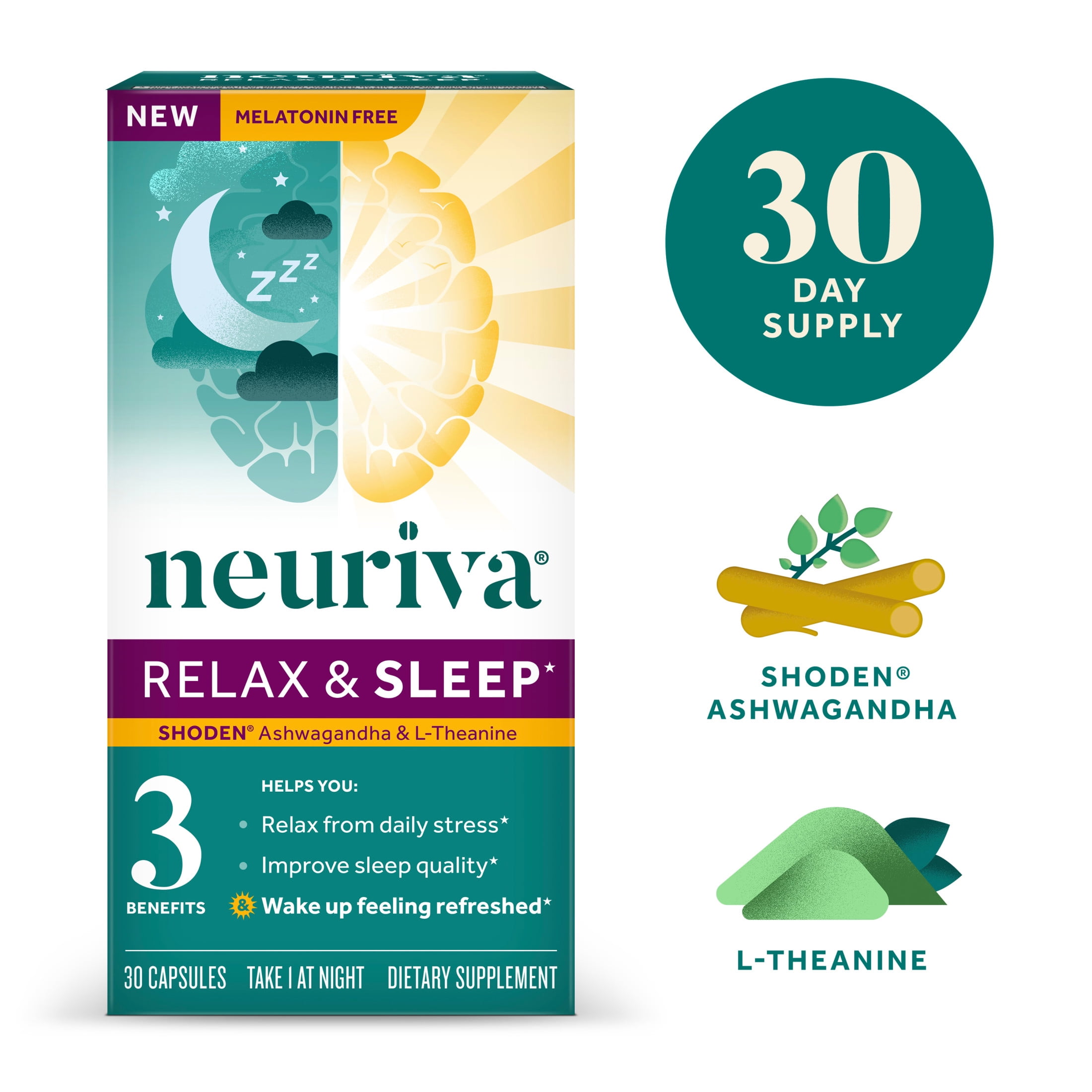 Neuriva Relax & Sleep, Nighttime Sleep Aid Supplement with L-Theanine ...