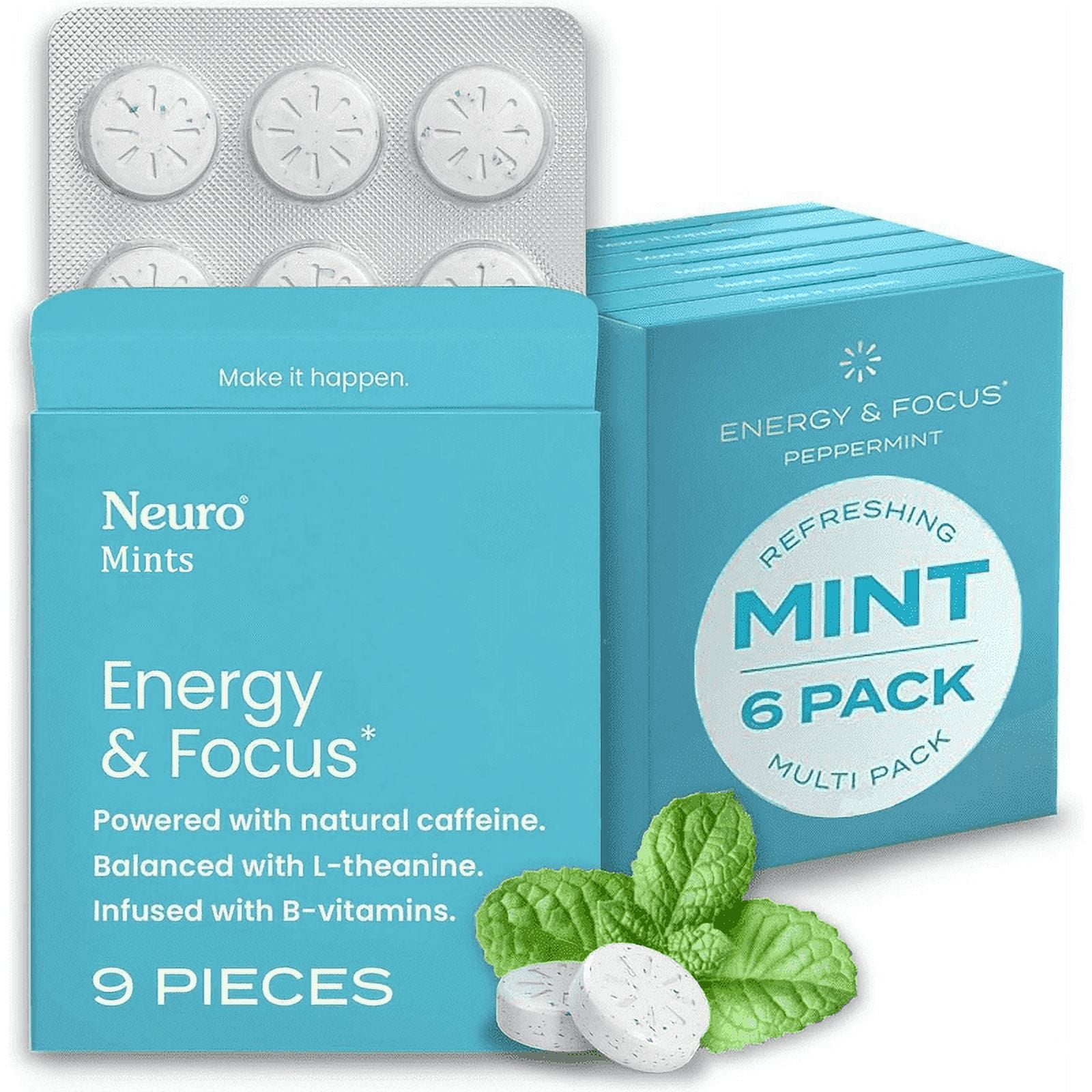 Neuro Mints Energy Caffeine Energy& Focus, Peppermint Flavor, A Box of ...