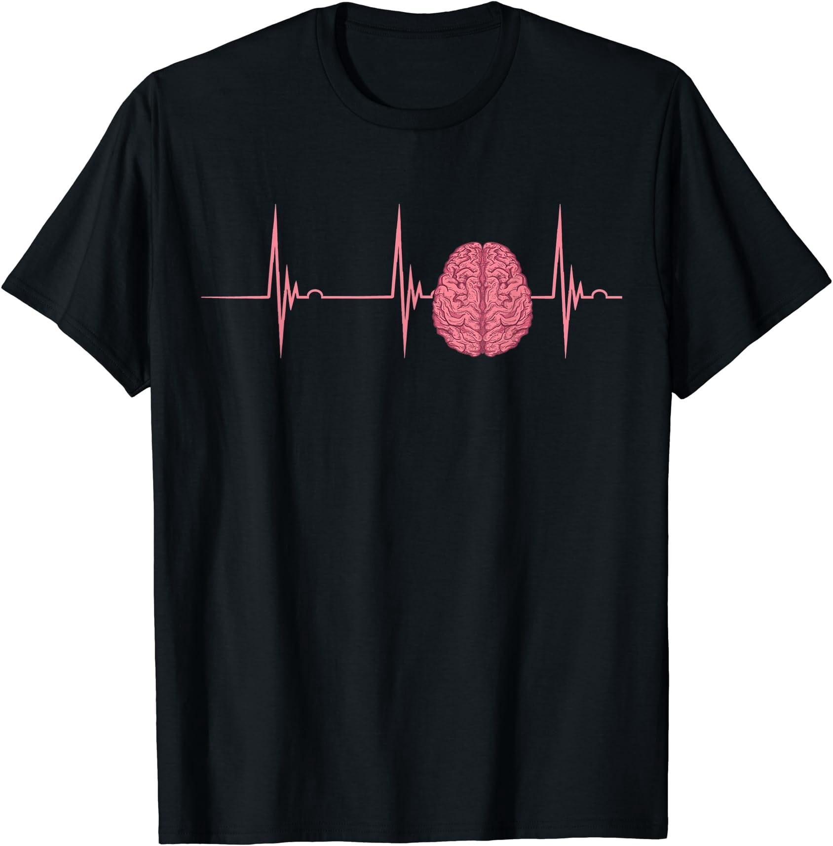 Neuro Nurse Brain Heartbeat EKG Pulse Pink Illustration Black T-Shirt ...