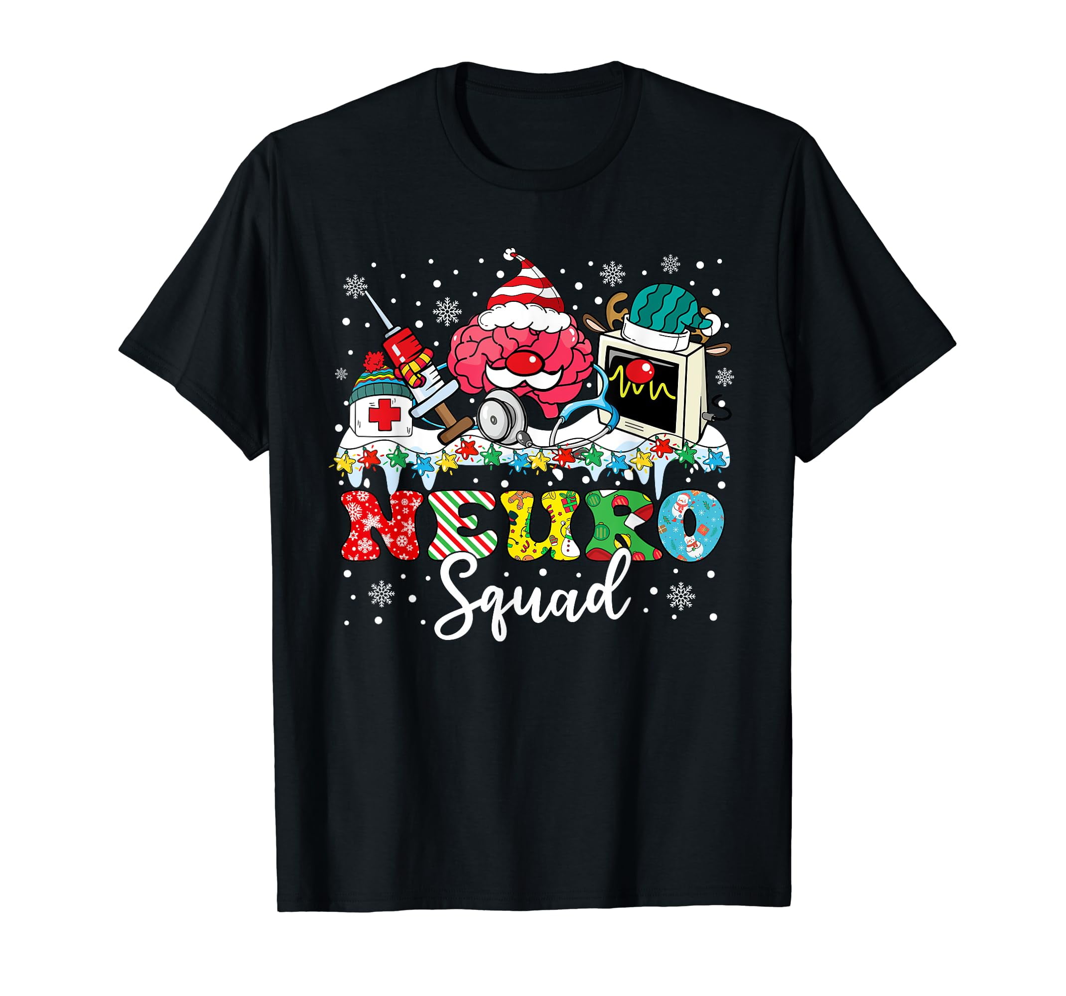 Neuro Squad Brain Stethoscope Santa Neuro Nurse Christmas T-Shirt ...