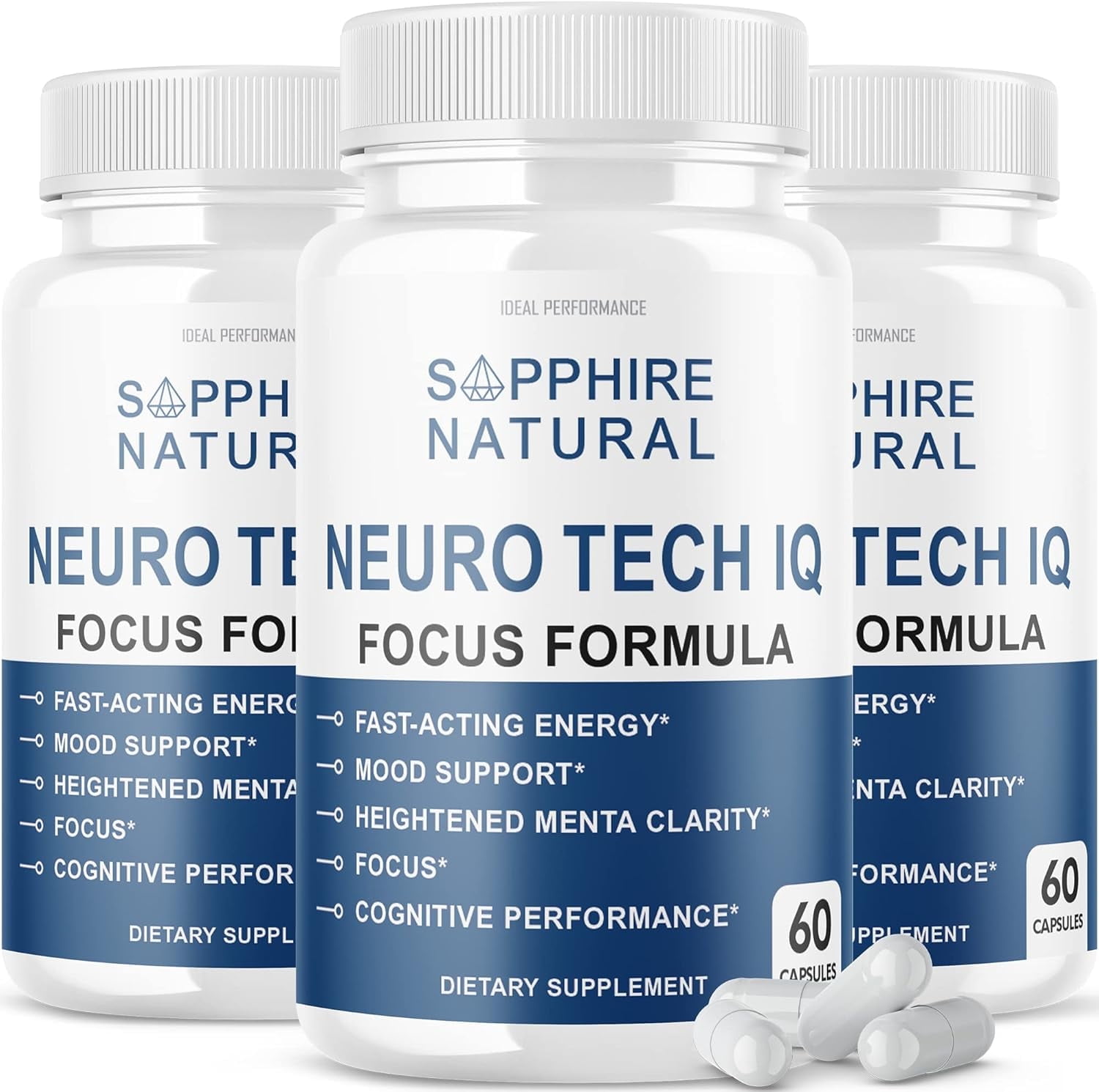 Neuro Tech IQ Brain Supplement Neurotech Iq Focus Formula Pills (3 Pack ...