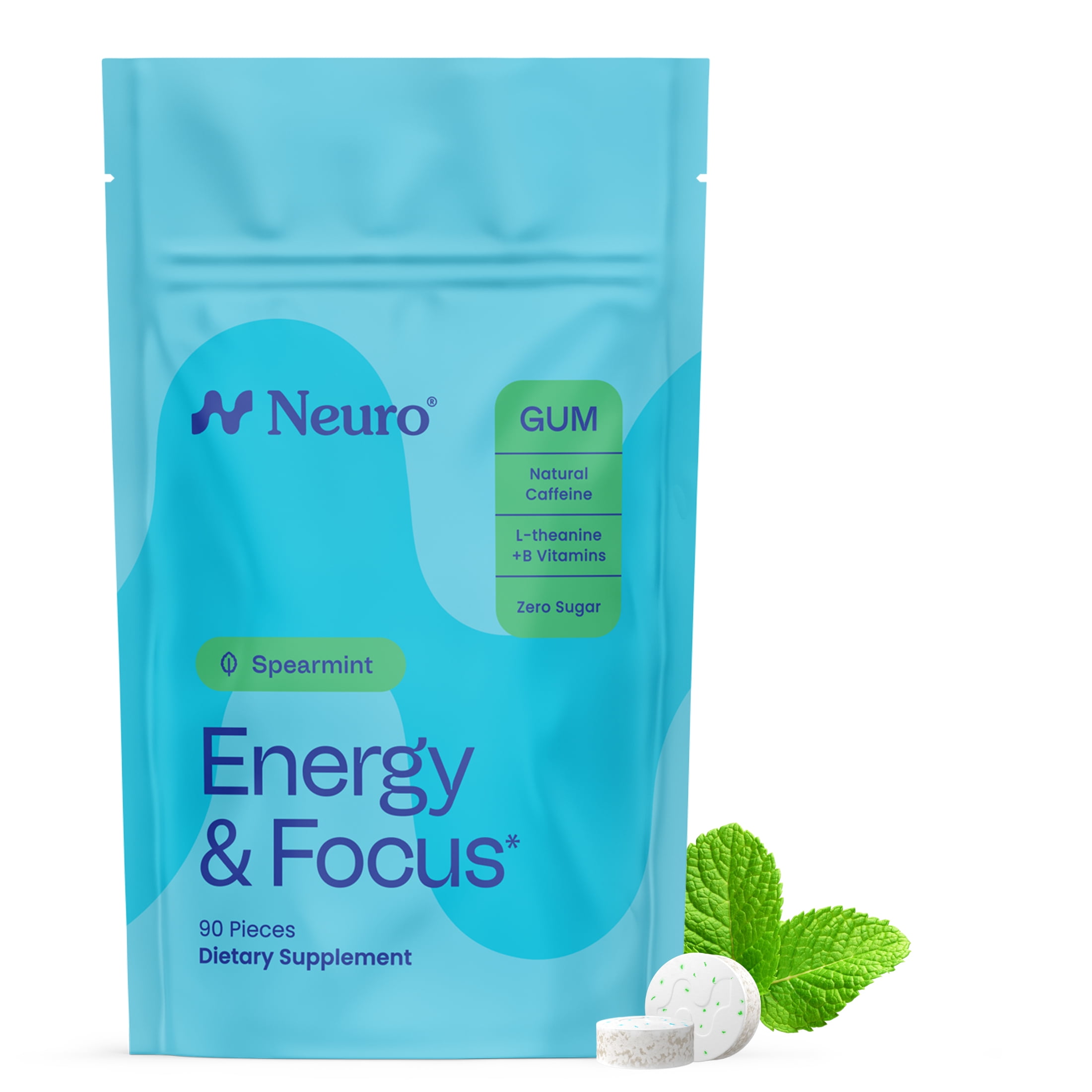 Neuro Energy & Focus Gum with Caffeine, L-Theanine, B Vitamins ...