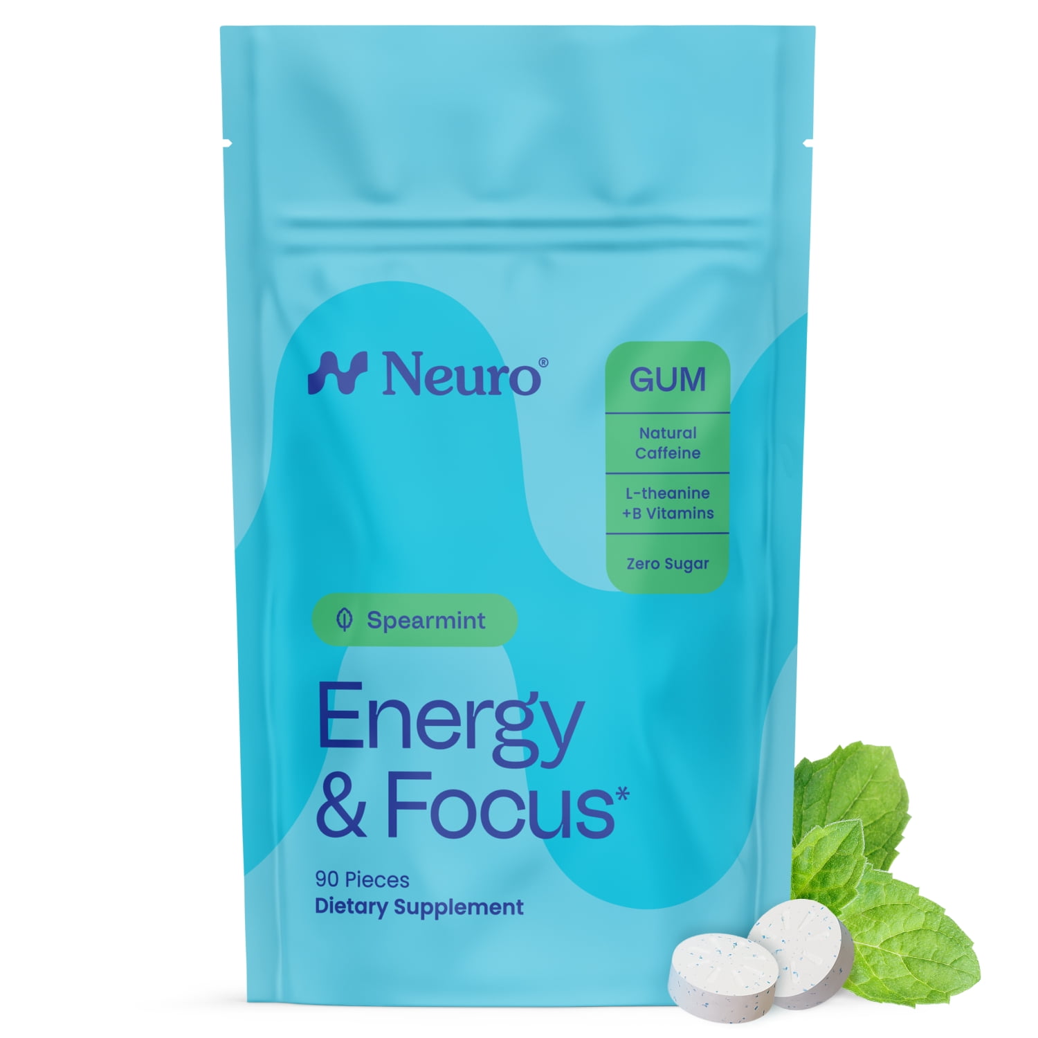 Neuro Energy & Focus Gum with Caffeine, L-Theanine, B Vitamins ...