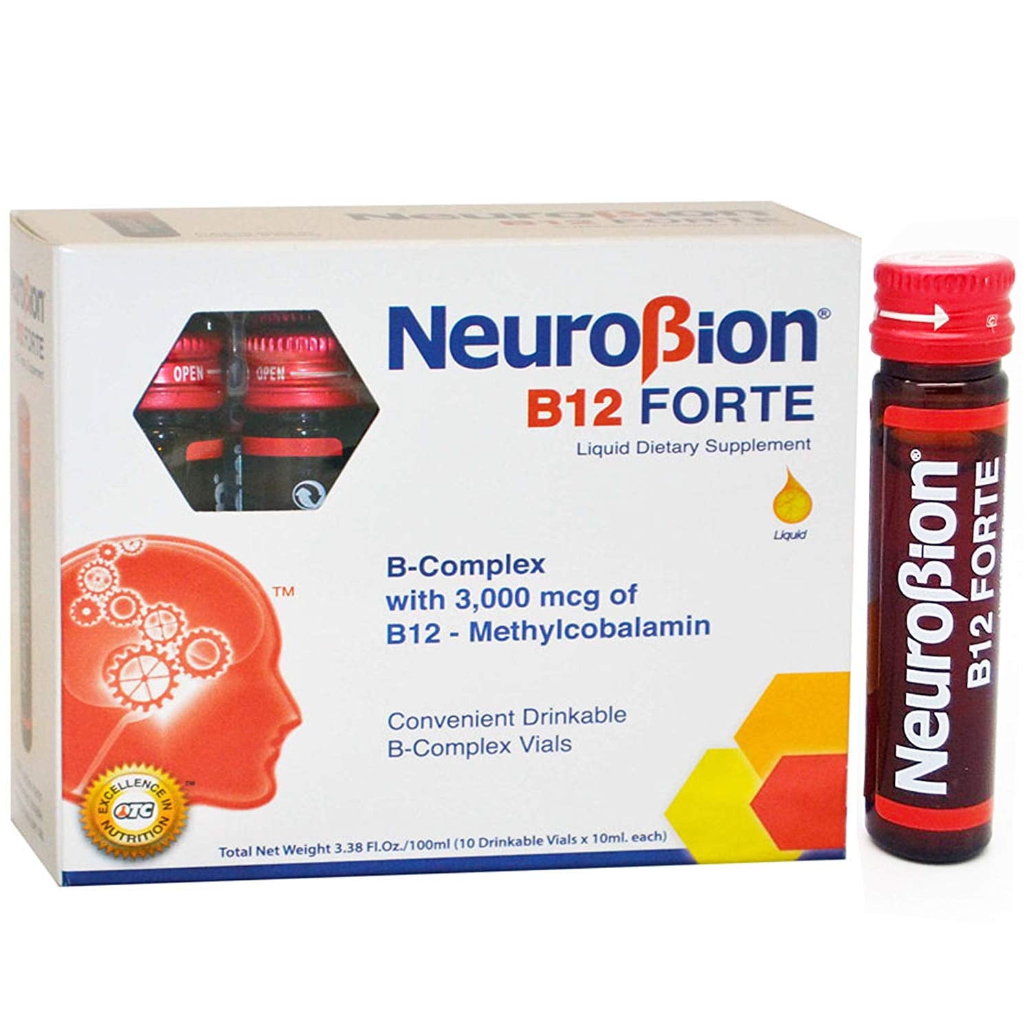 Neurobion Liquid Forte, 10 Vials x 10ml, Vitamin B Supplement for ...