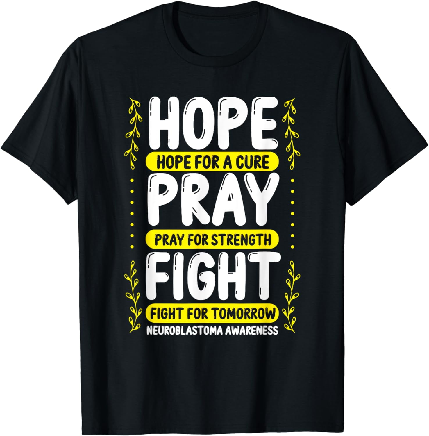 Neuroblastoma Awareness Children Hope Yellow Ribbon Cancer T-Shirt ...