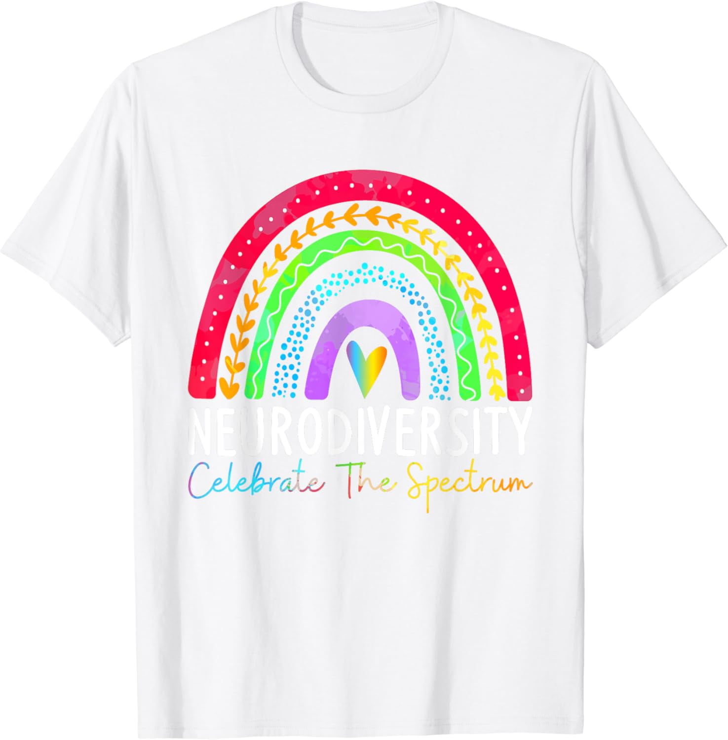Neurodiversity Autism Spectrum ASD ADHD Rainbow Boho T-Shirt100% cotton ...