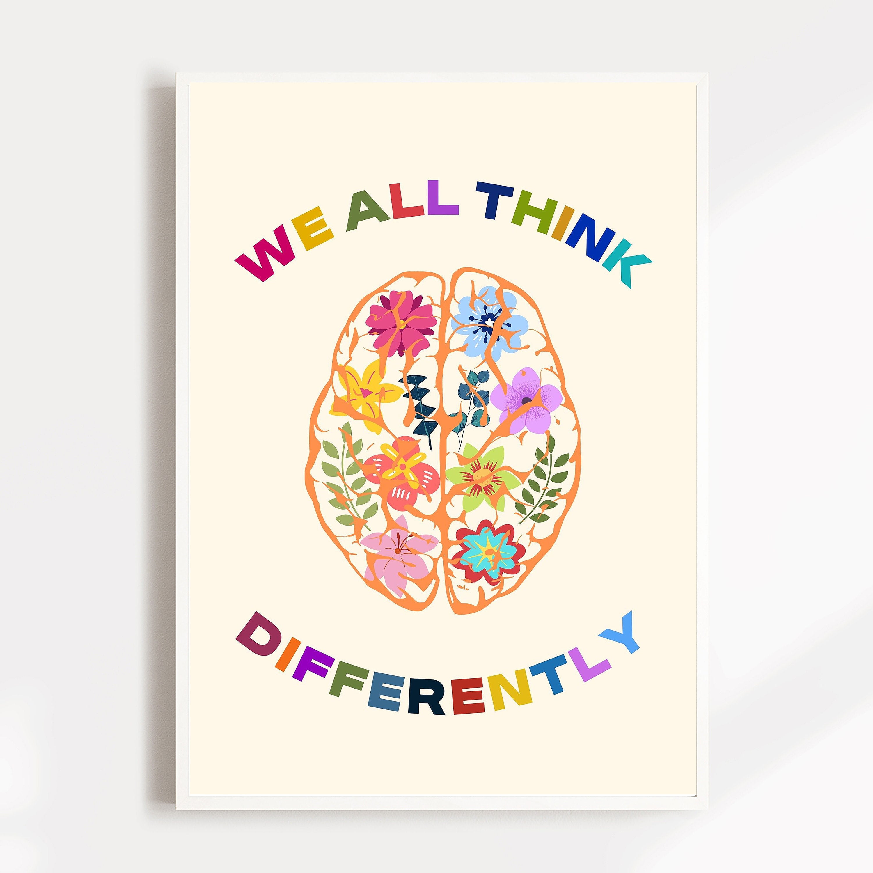 Neurodiversity Digital Poster,We All Think Differently Print,Brain Art ...