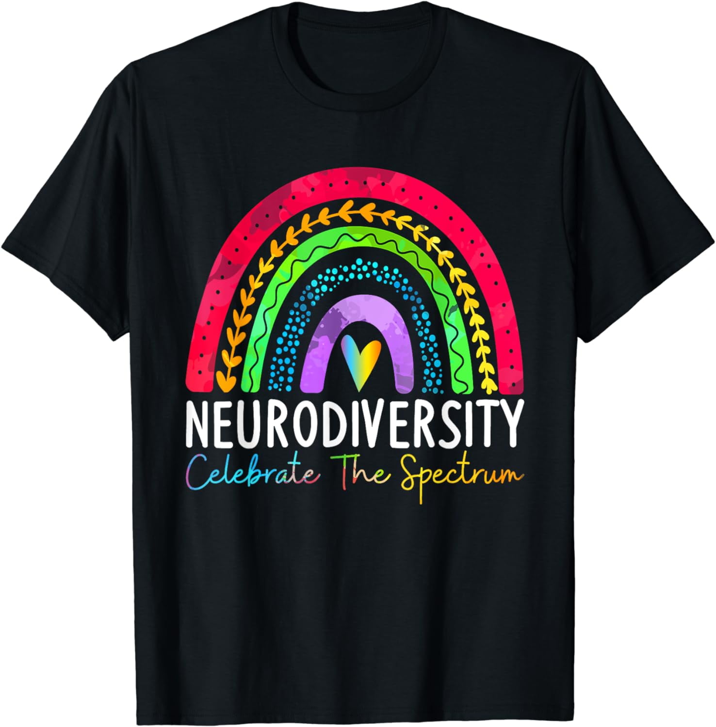 Neurodiversity Shirt Autism Spectrum ASD ADHD Rainbow Boho Cotton T ...
