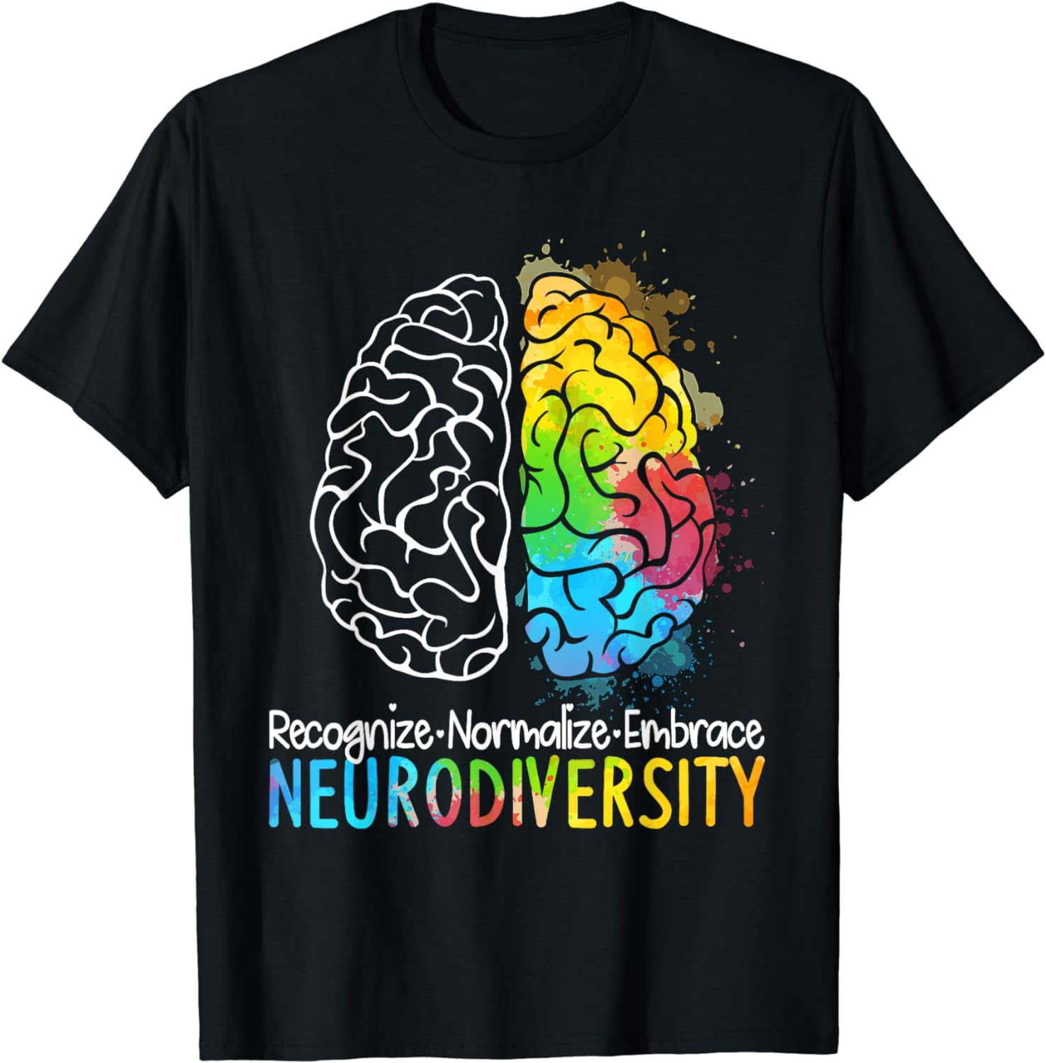 Neurodiversity Shirt Autism Spectrum ASD ADHD Rainbow Brain T-Shirt ...