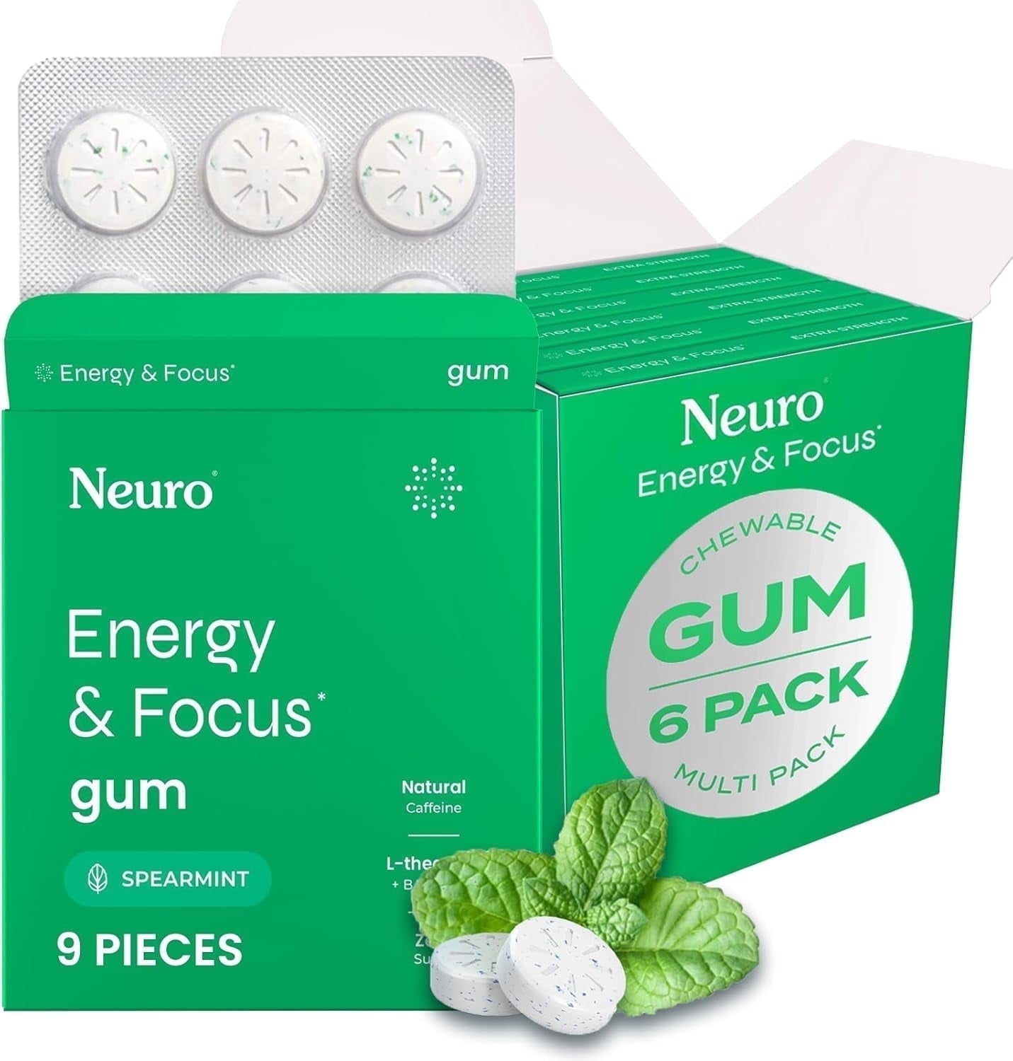Neuro Energy & Focus Spearmint Gum 6 - 9 Pieces Packs - Walmart.com