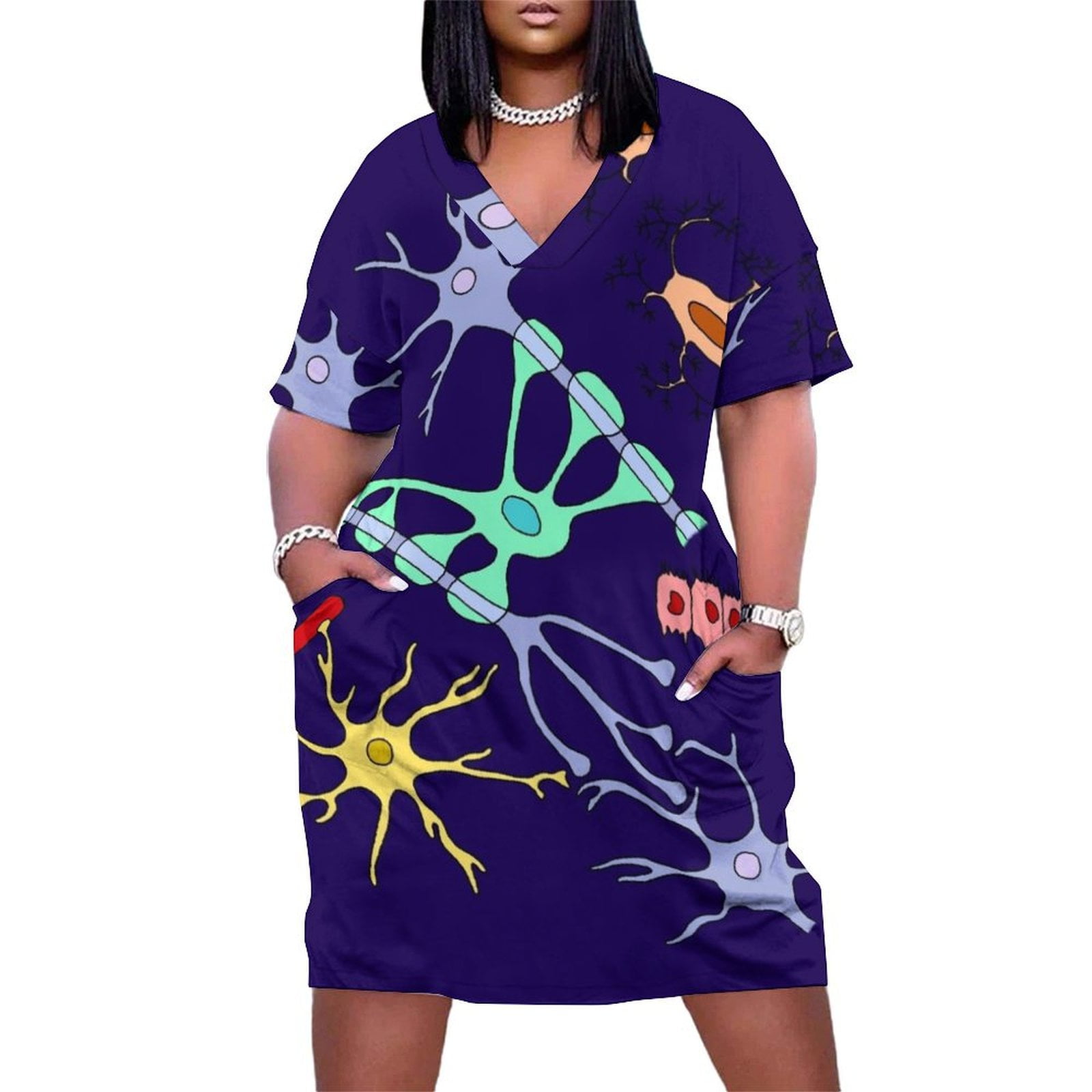 Neurons and Glia Loose Pocket Dress fairy dress elegant women's dresses for wedding purple dress ...
