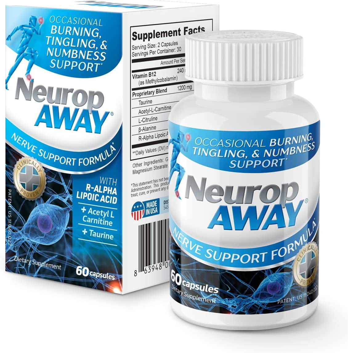 NeuropAWAY Nerve Support Formula 60 Daily Capsules. - Walmart Business ...