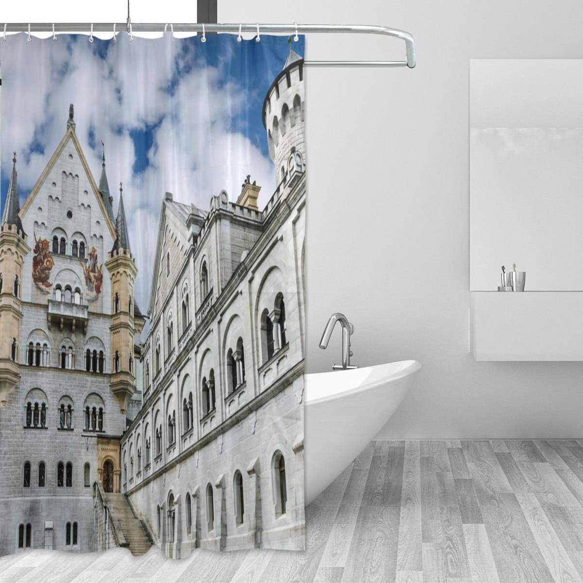 Neuschwanstein Castle Bath Shower Curtain Liners - 72x72in - 100% Polyester - Waterproof with C ...