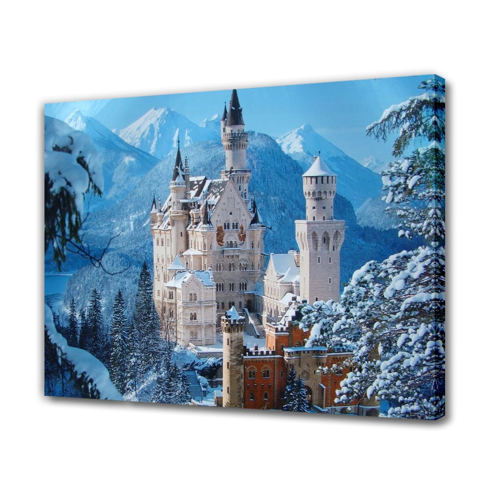 Neuschwanstein Castle In The Snow Canvas Poster Bedroom Decor Sports ...