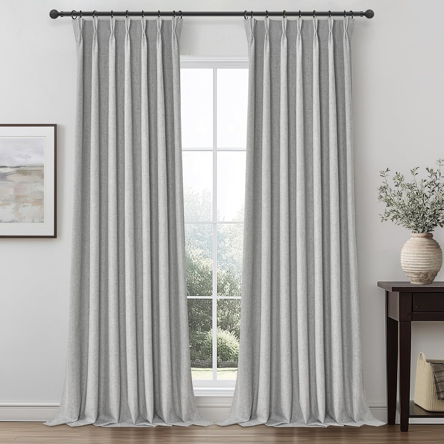 Neutral 10 ft Blackout Curtains 120 Inches Long,Linen Elegant Villa ...