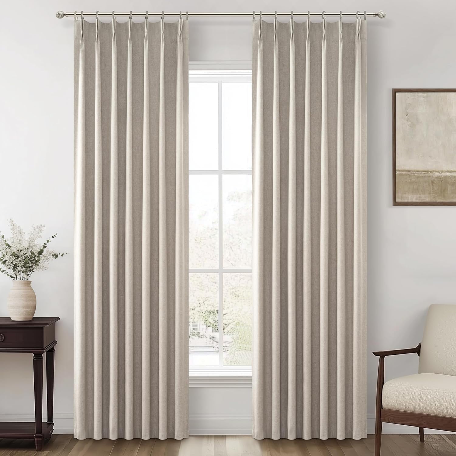 Neutral 10 ft Blackout Curtains 120 Inches Long,Linen Elegant Villa ...