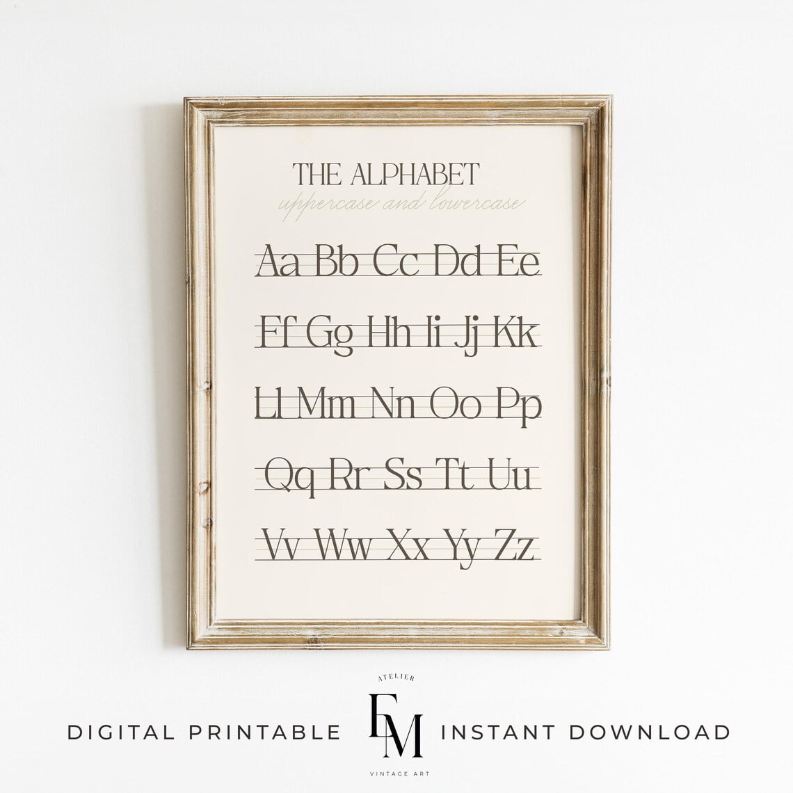 Neutral Abc Print Print Alphabet Handwriting Chart Print Educational ...