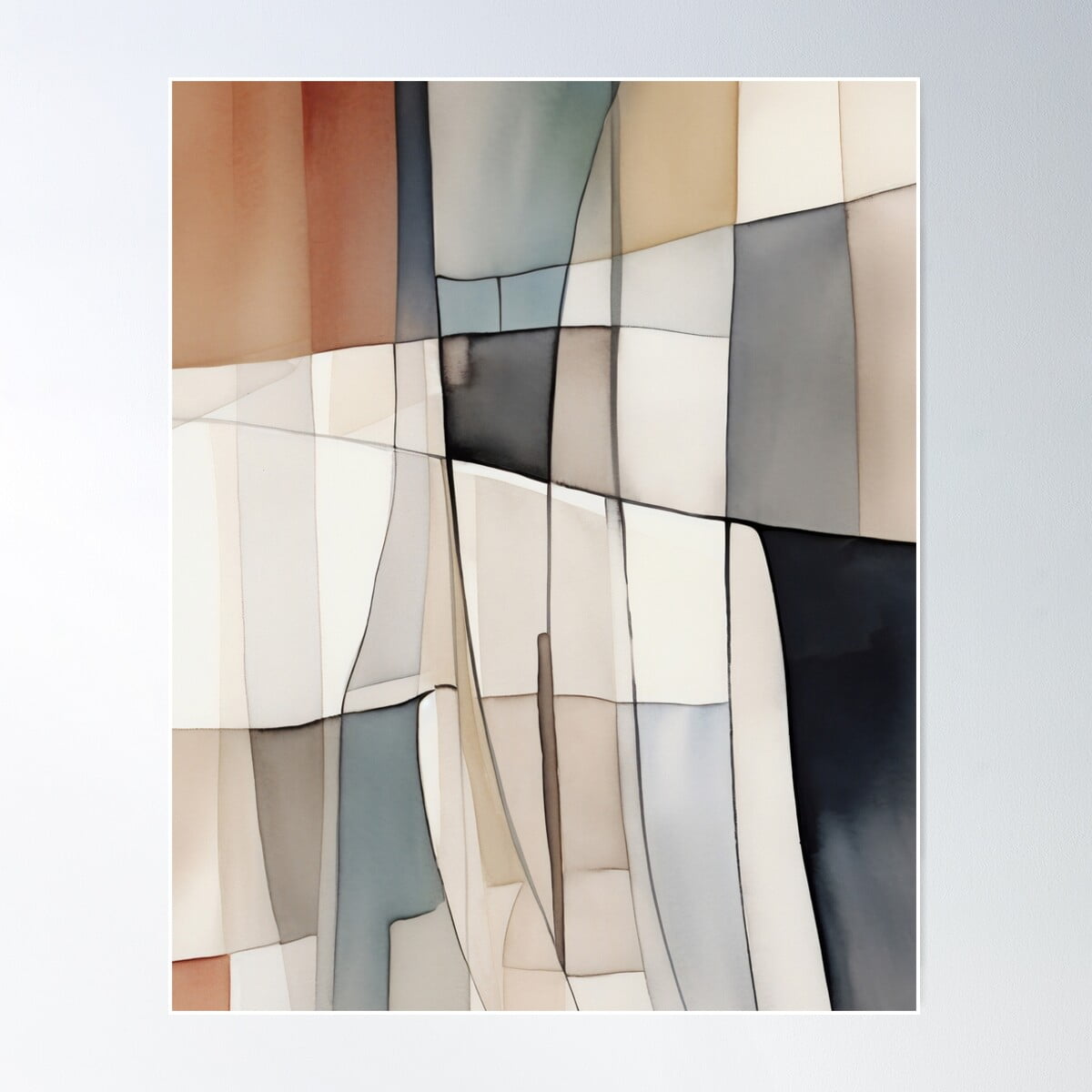 Neutral Abstract Art Print, Modern Art, Beige, Grey, Terracotta ...