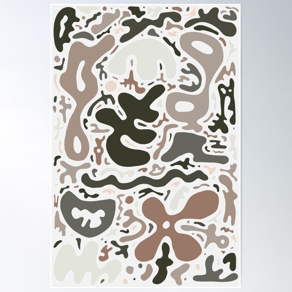 Neutral Abstract Blobs Poster Wall Art, Modern Wall Decor For Living ...