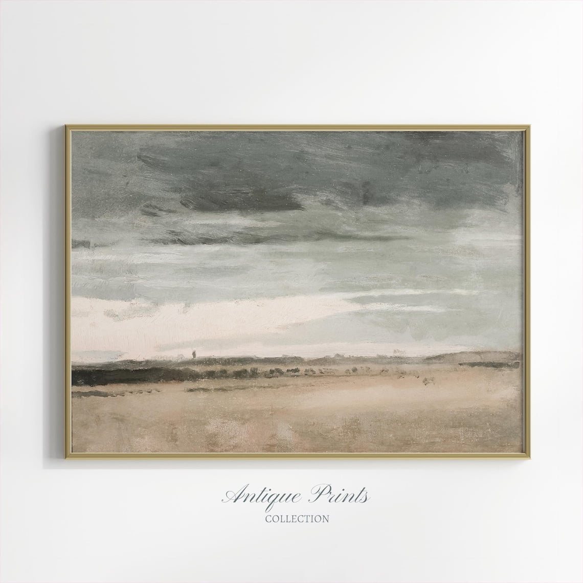 Neutral Abstract Landscape Vintage Wall Art, Muted Rustic, Antique ...