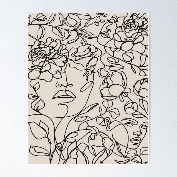 Neutral Abstract,Line Art, Female Line Art, Line Art Botanic, Simple ...