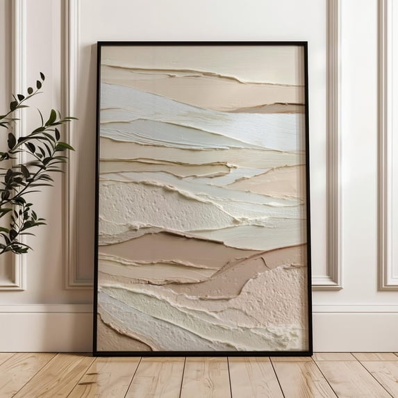 Neutral Abstract Scenic Wall Art d Palette Knife Art Print Beige ...
