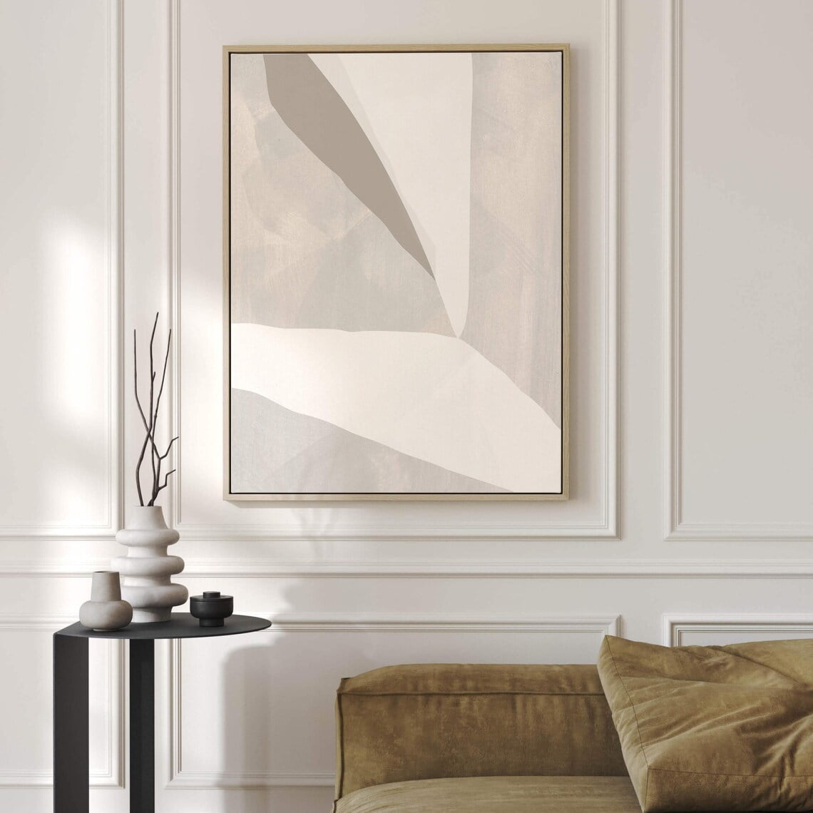 Neutral Abstract Wall Art, Modern Floating Framed Wall Art, Large ...