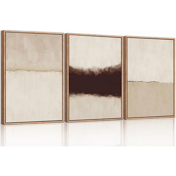 Set Of 3 Abstract Beige Minimalist Modern Neutral Farmhouse Wall Art ...