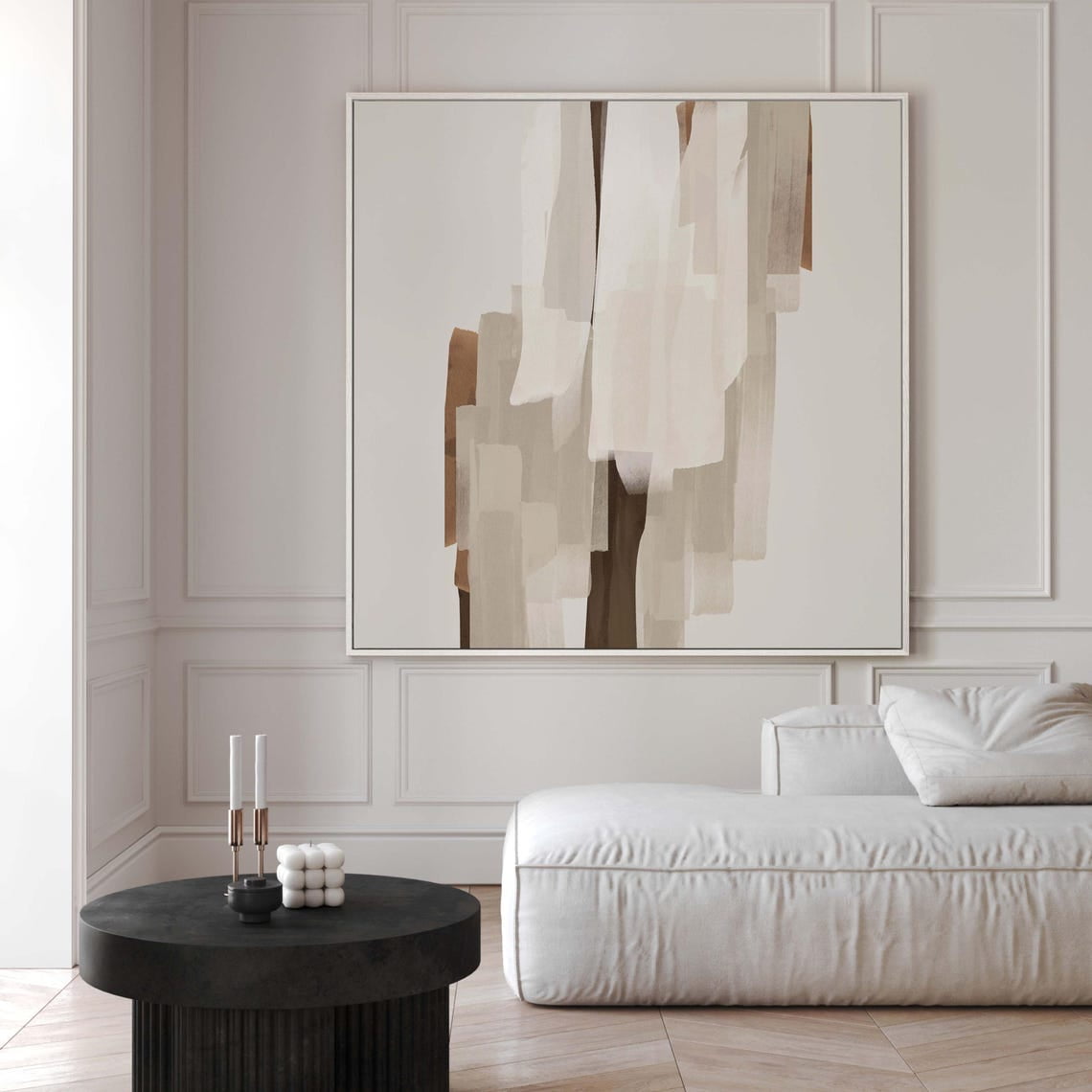 Neutral Abstract Wall Art, Square Print, Rust Brown Painting, Large ...