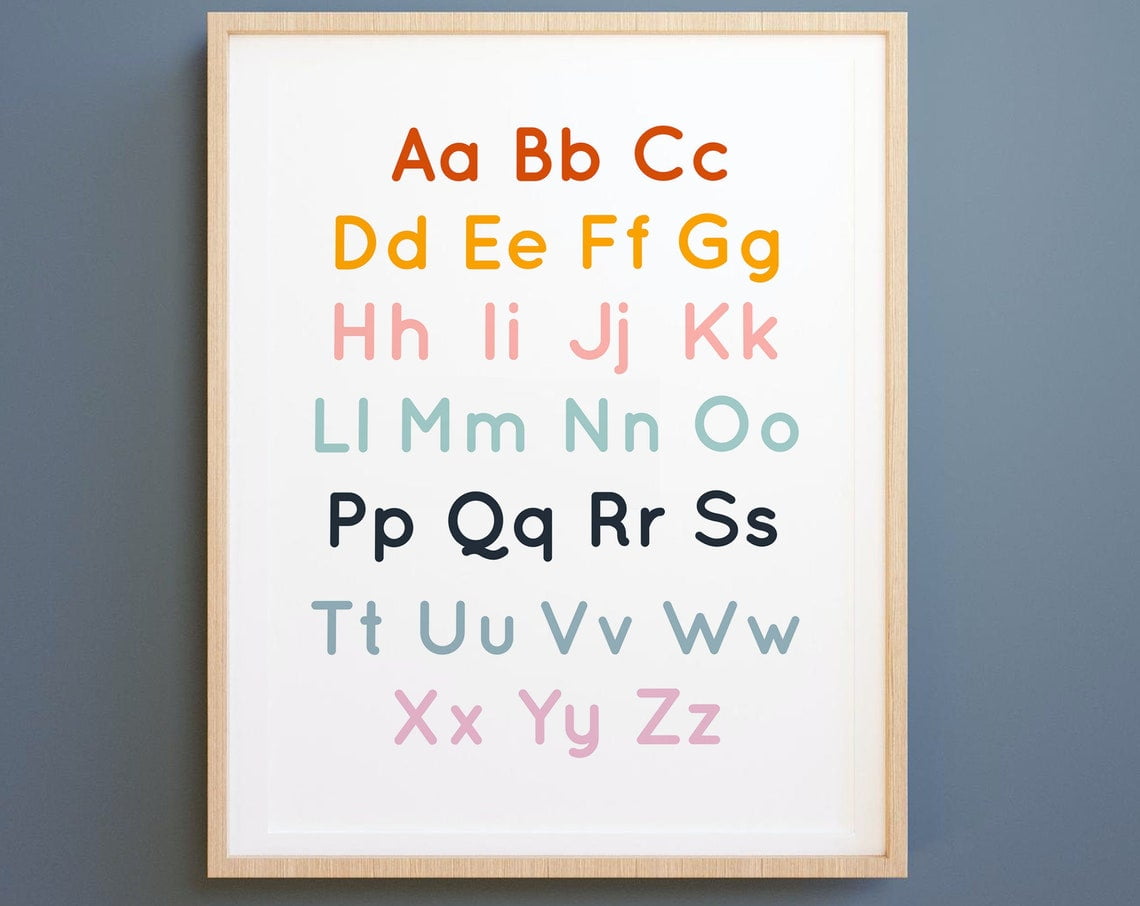 Neutral Alphabet Nursery Art, Capital Letter, Lower Case, Homeschool ...