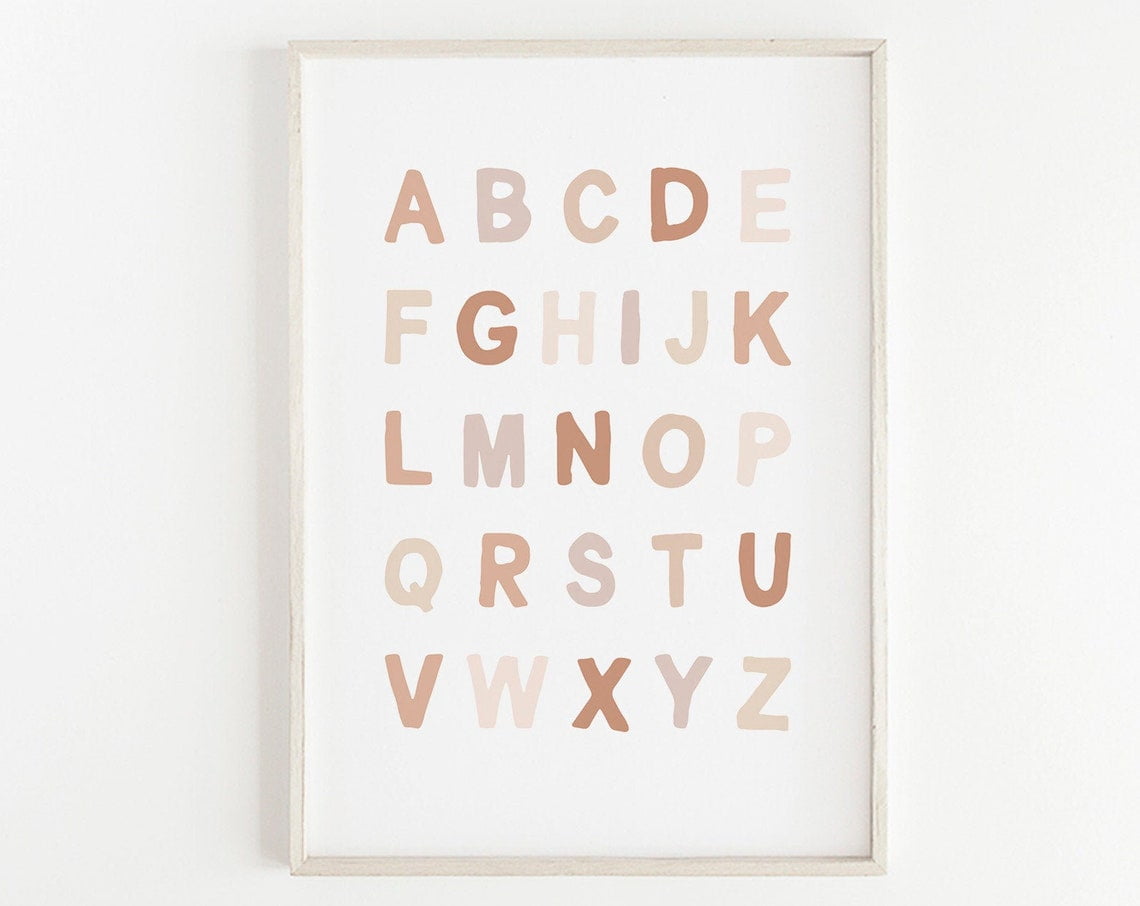 Neutral Alphabet Poster Wall Art Nursery Decor Classroom Poster ...