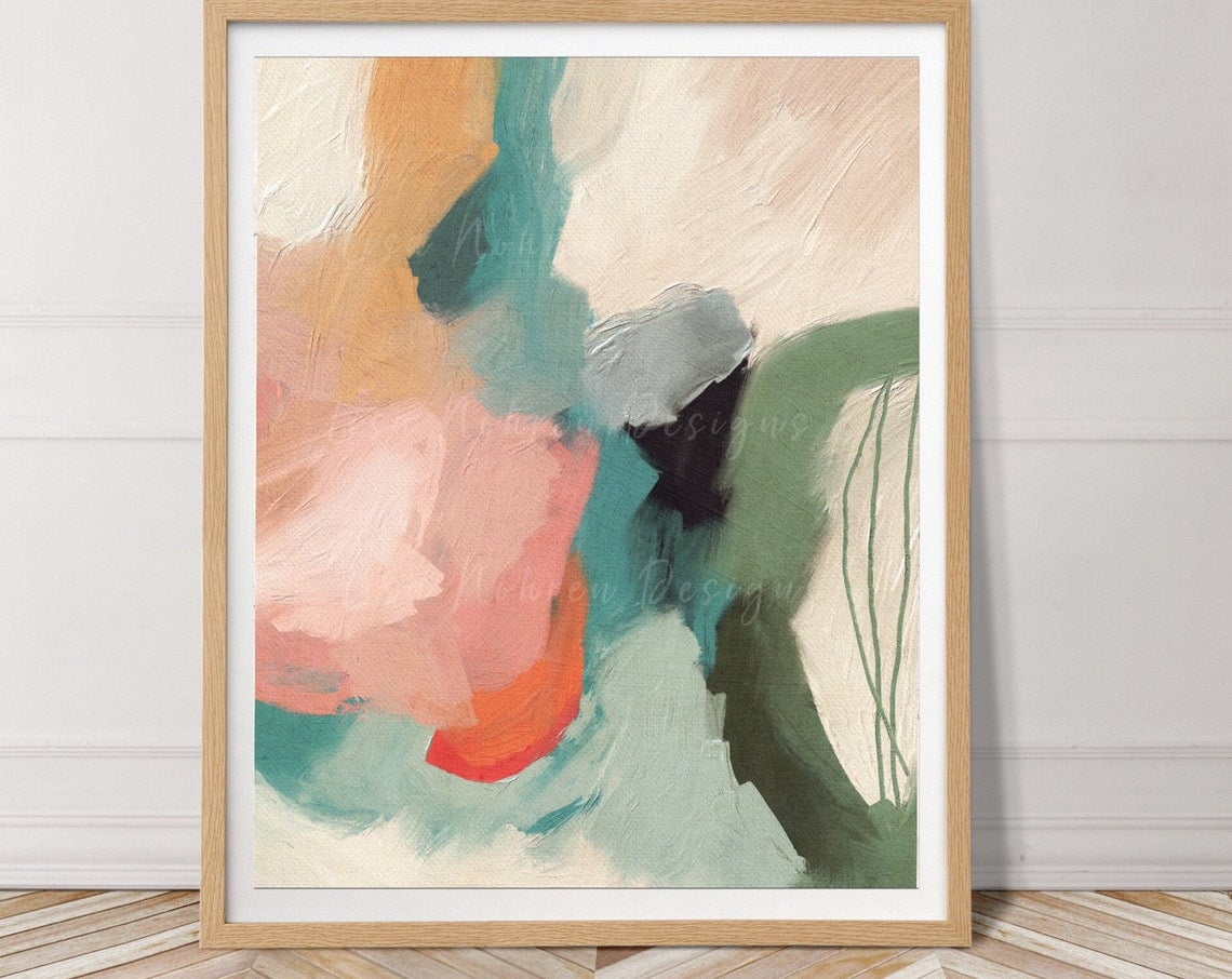Neutral Beige Colorful Pastel Abstract Wall Art Modern Print Art ...