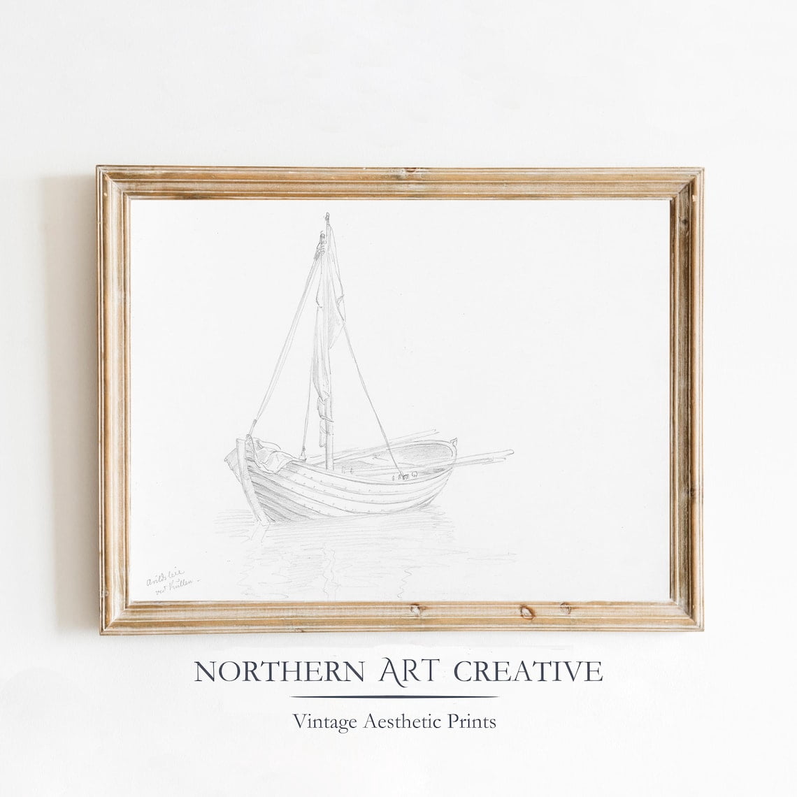 Neutral Boat Sketch Art Print Neutral Etching Vintage Summer Wall Art ...
