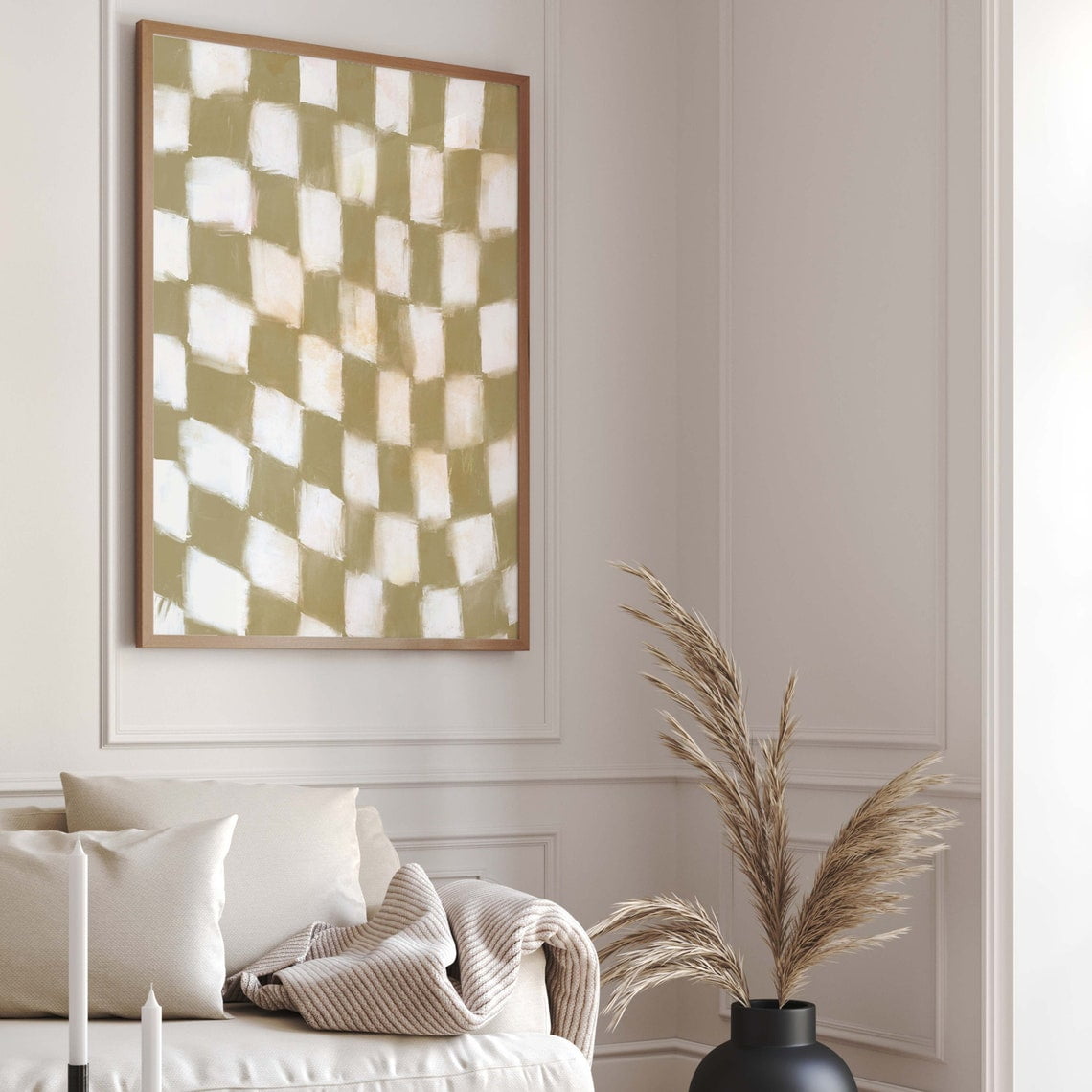 Neutral Checkered Wall Art Print, Minimalist, Funky Decor, Trendy ...