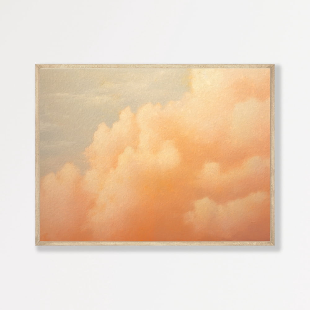Neutral Cloud Wall Art, Minimalist Cloud Study Painting, Vintage Wall ...