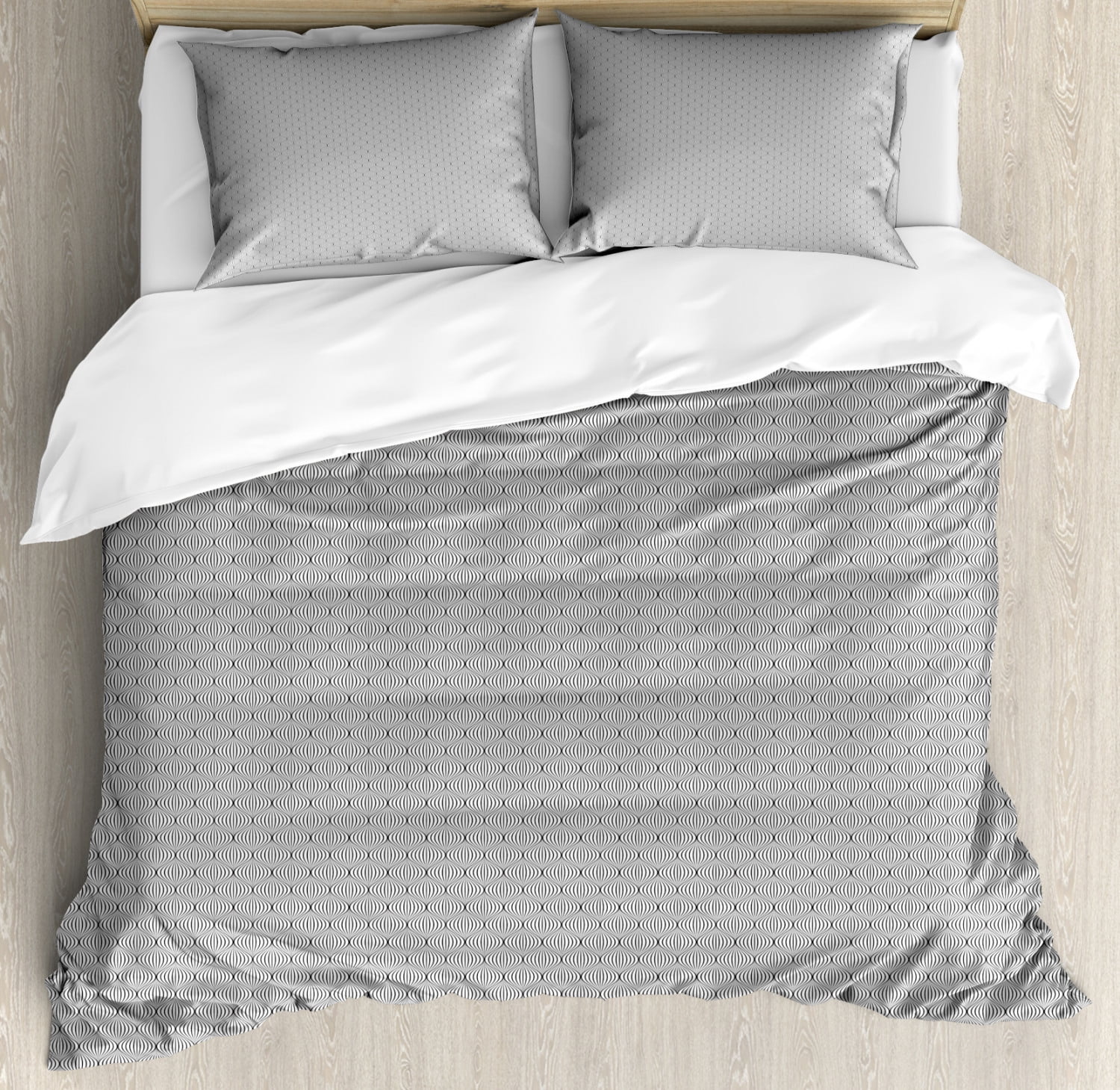 Neutral Color Duvet Cover Set King Size, Monochromatic Pattern with ...