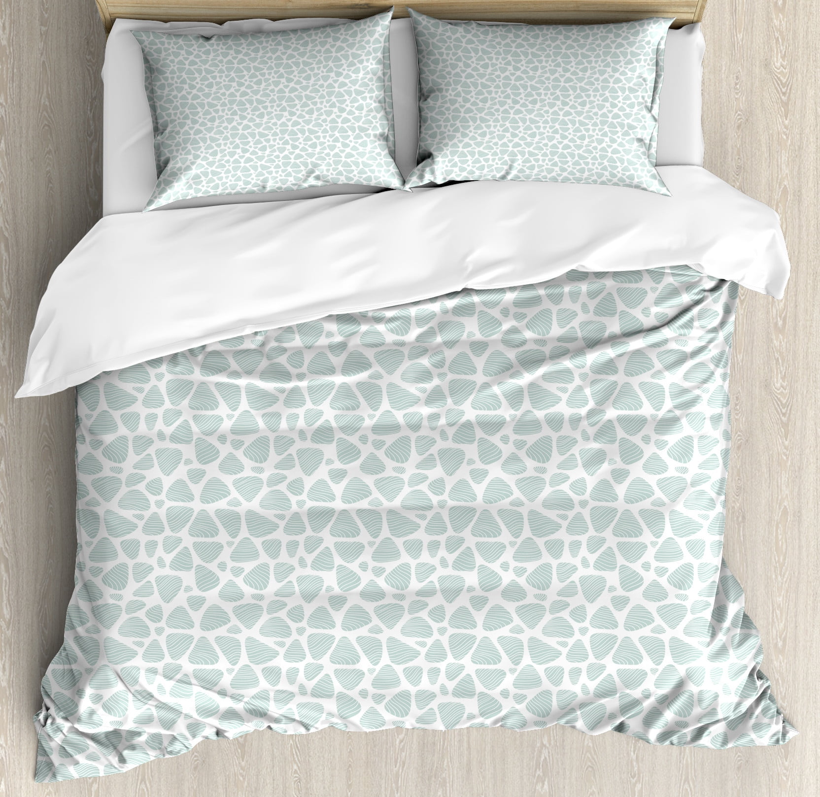 Neutral Color Duvet Cover Set, Repetitive Pebble Like Shapes Along Wavy ...