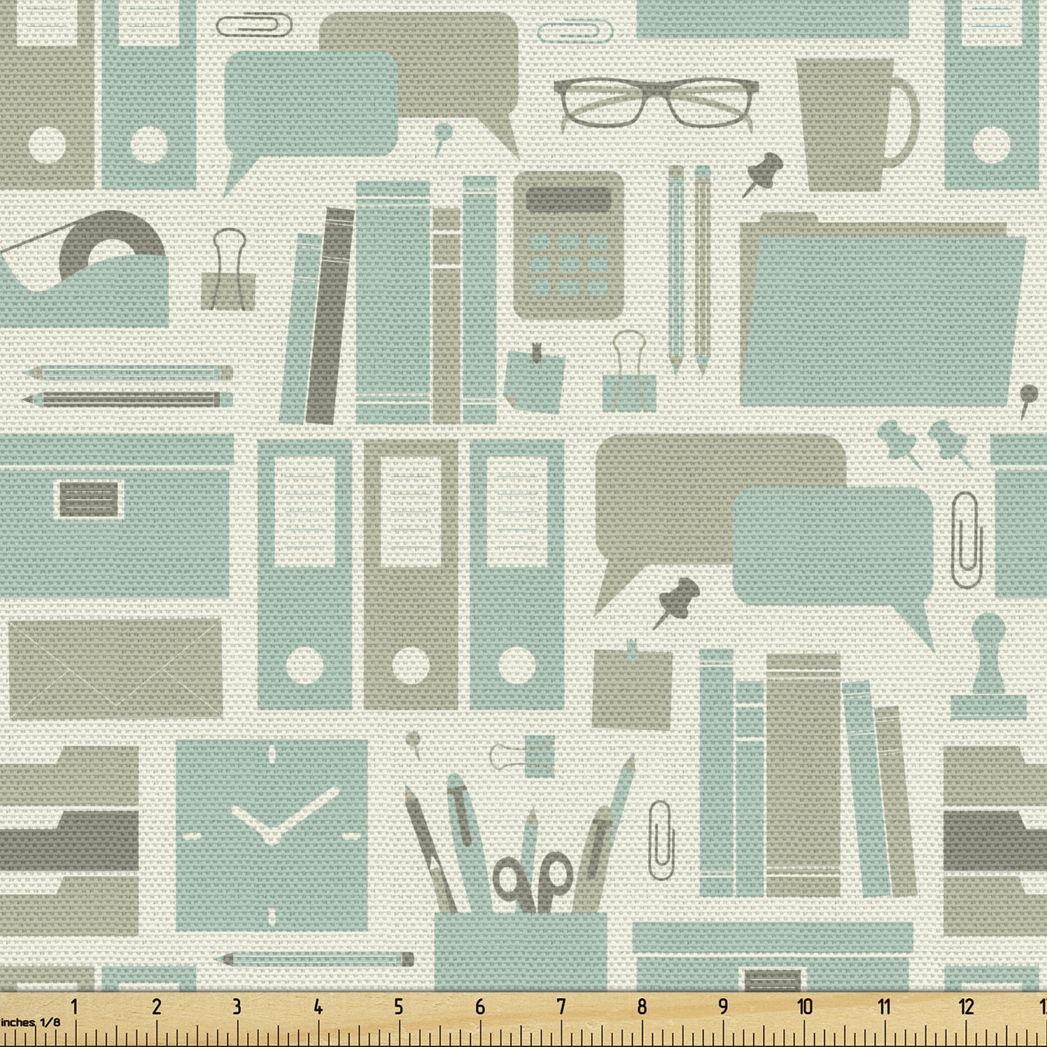 Ambesonne Neutral Color Fabric by the Yard Upholstery, Workplace ...