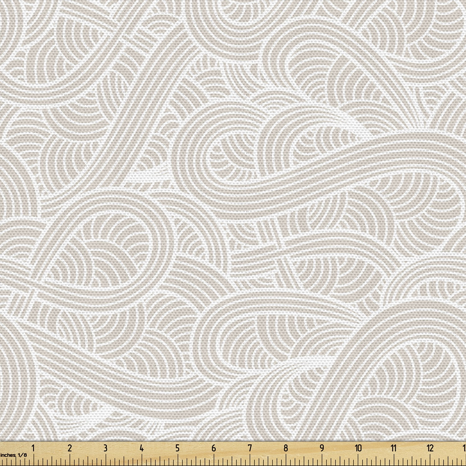 Ambesonne Neutral Color Fabric by the Yard Upholstery, Pastel Doodle ...