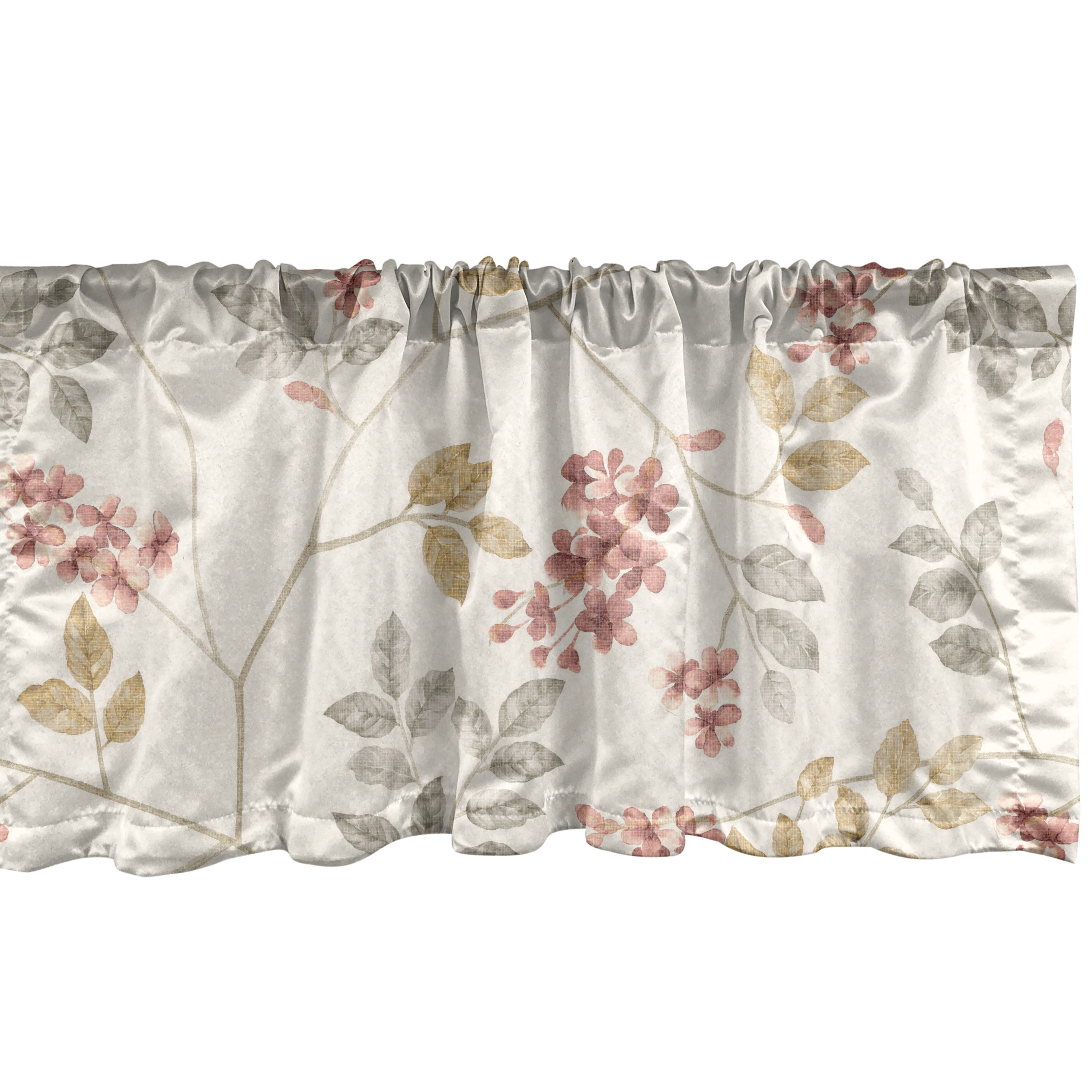 Neutral Colors Boho Window Valance, Simple Design Leaves Pastel ...