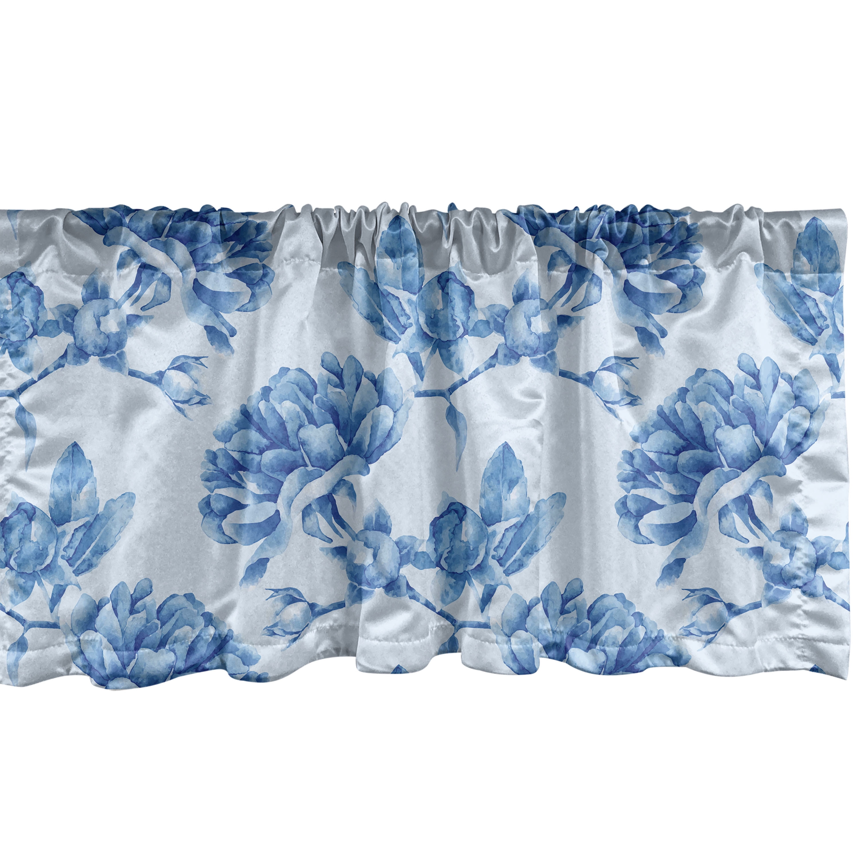 Neutral Colors Floral Window Valance, Bitonal Flowers Vintage Pattern ...