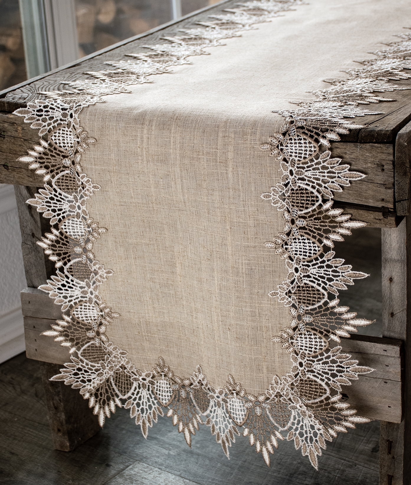 Neutral Earth Tone Beige Lace Table Runner (14" x 54") - Walmart.com