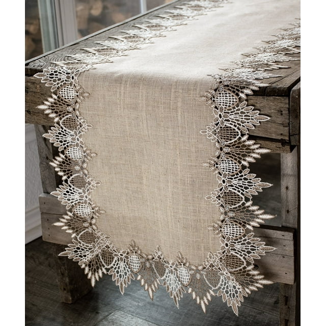 Neutral Earth Tone Beige Lace Table Runner (14" x 54") - Walmart.com