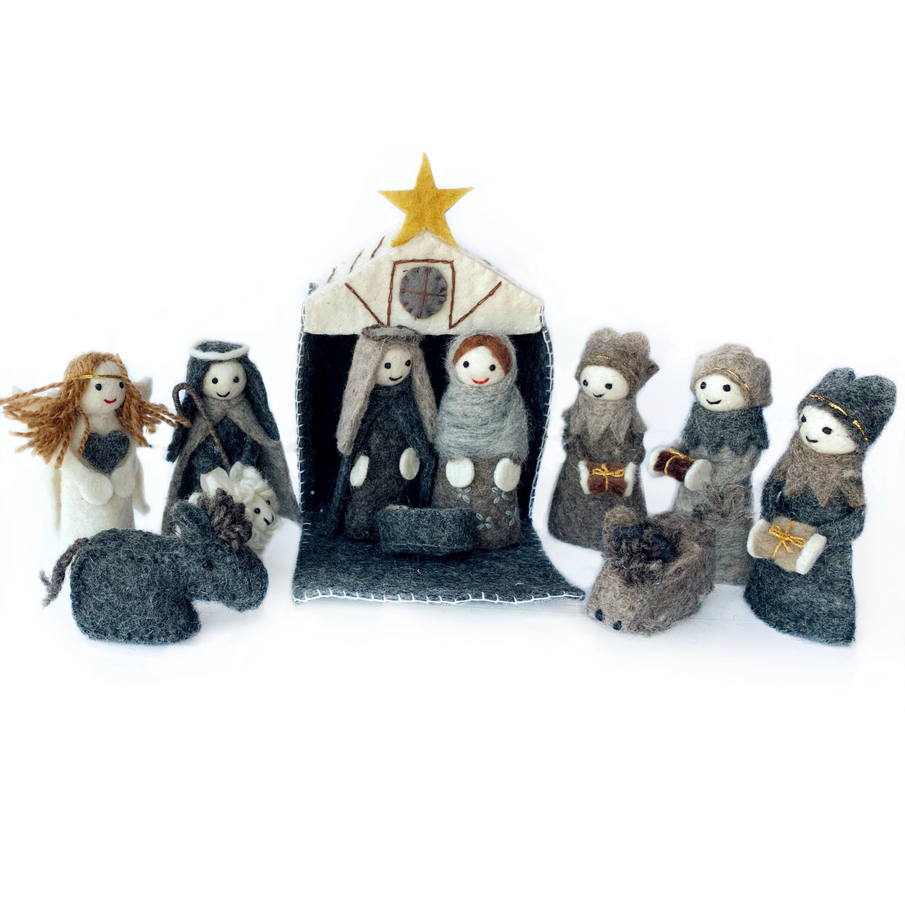 Neutral Felt Nativity Set - Handmade, Fair Trade Christmas from Nepal ...