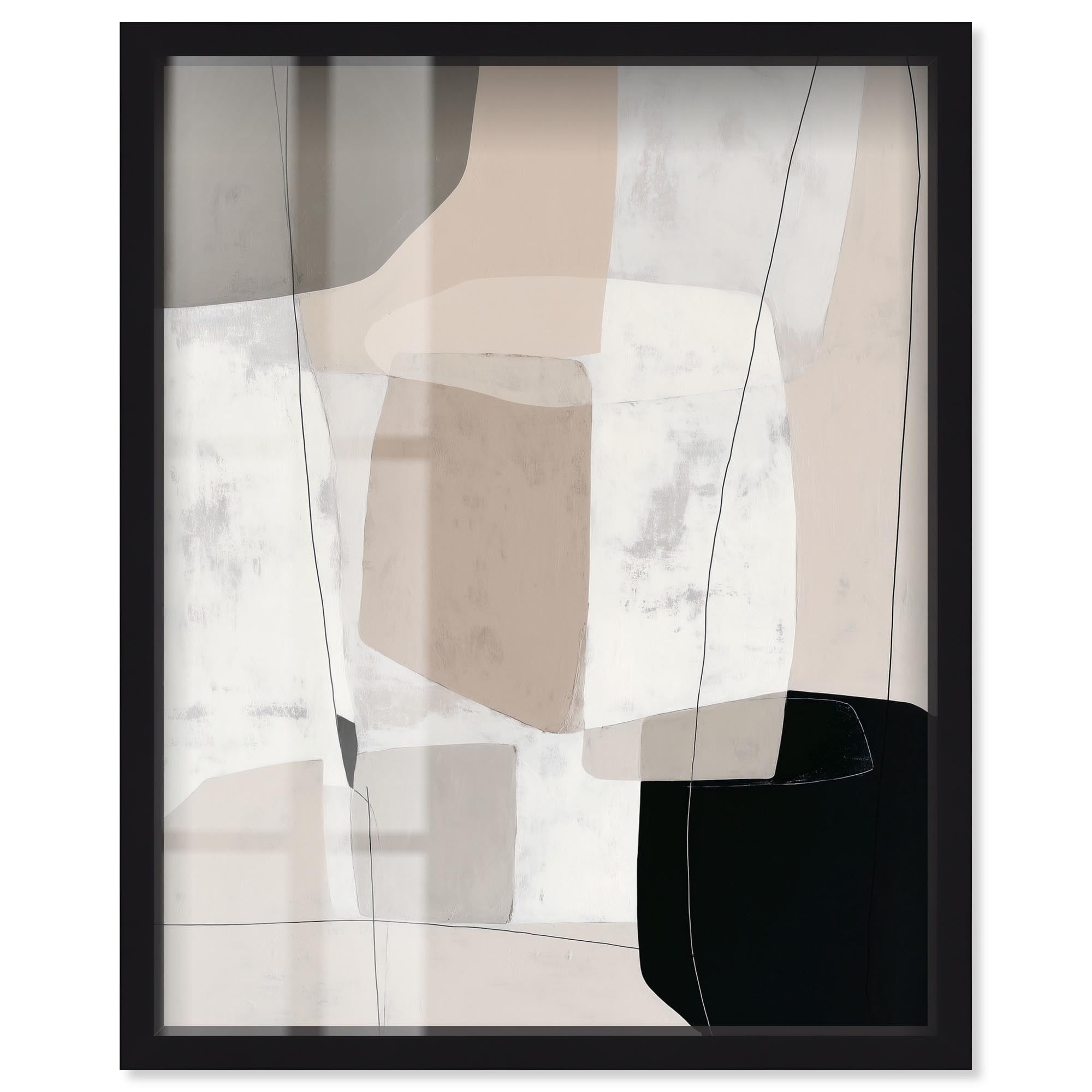 Neutral Forms I Shadowbox Print Modern Wall Decor by Art Remedy, Black ...