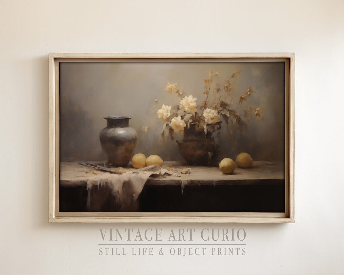 Neutral French Kitchen Still Life Art, Vintage For Farmhouse Decor ...