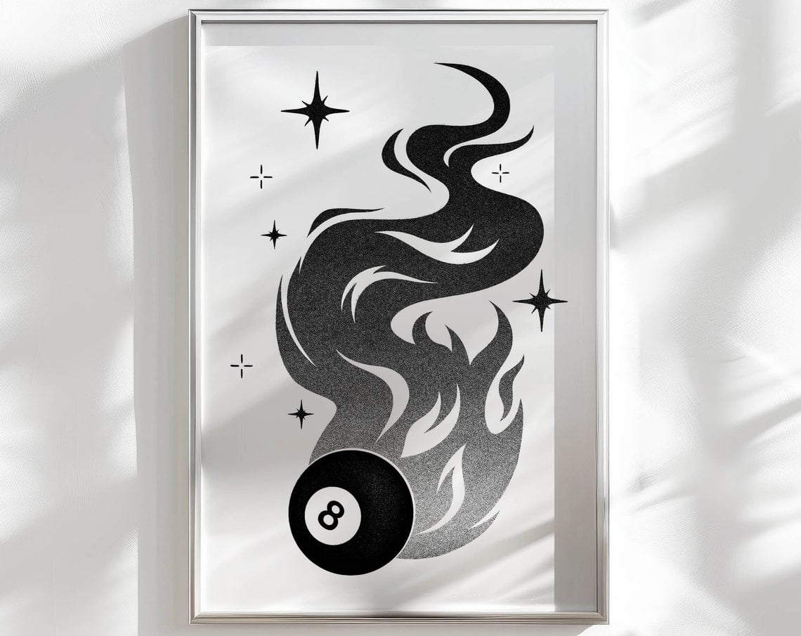 Neutral Funky Wall Art Bar Cart Decor, Black And White Art Lucky You ...