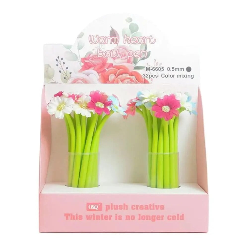 Neutral Gel Pen Artificial Rose Pens Simulation Rose Flower Signing ...