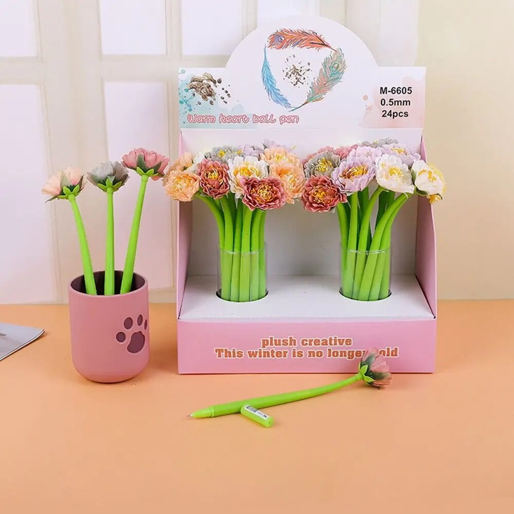 Neutral Gel Pen Artificial Rose Pens Simulation Rose Flower Signing ...
