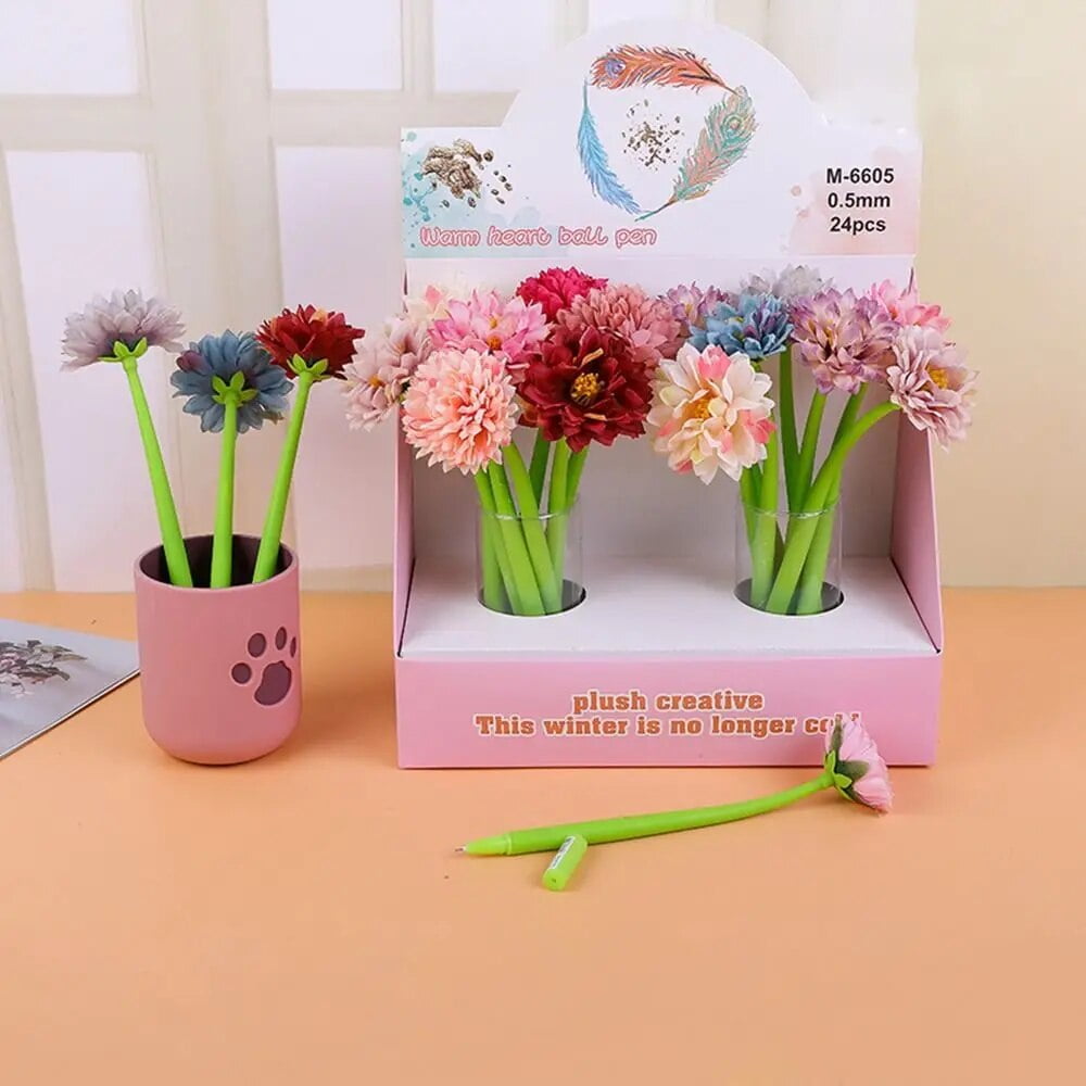 Neutral Gel Pen Artificial Rose Pens Simulation Rose Flower Signing ...